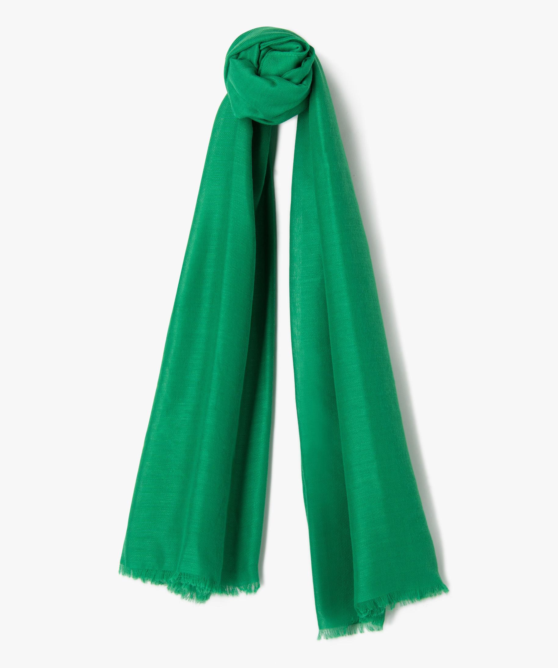 Foulard femme uni et léger en polyester recyclé vert | GEMO