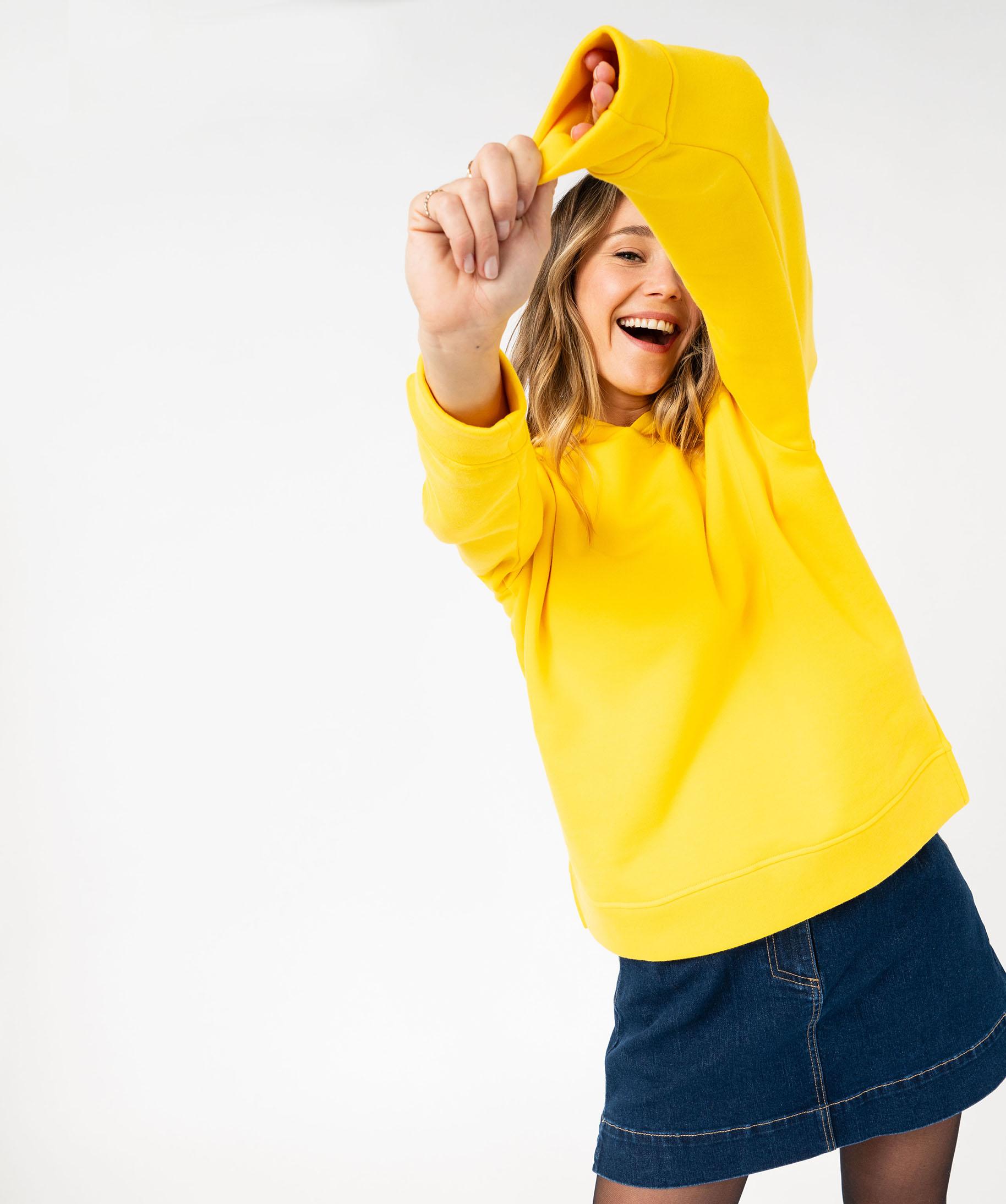 Sweat à capuche oversize femme - LuluCastagnette jaune | GEMO