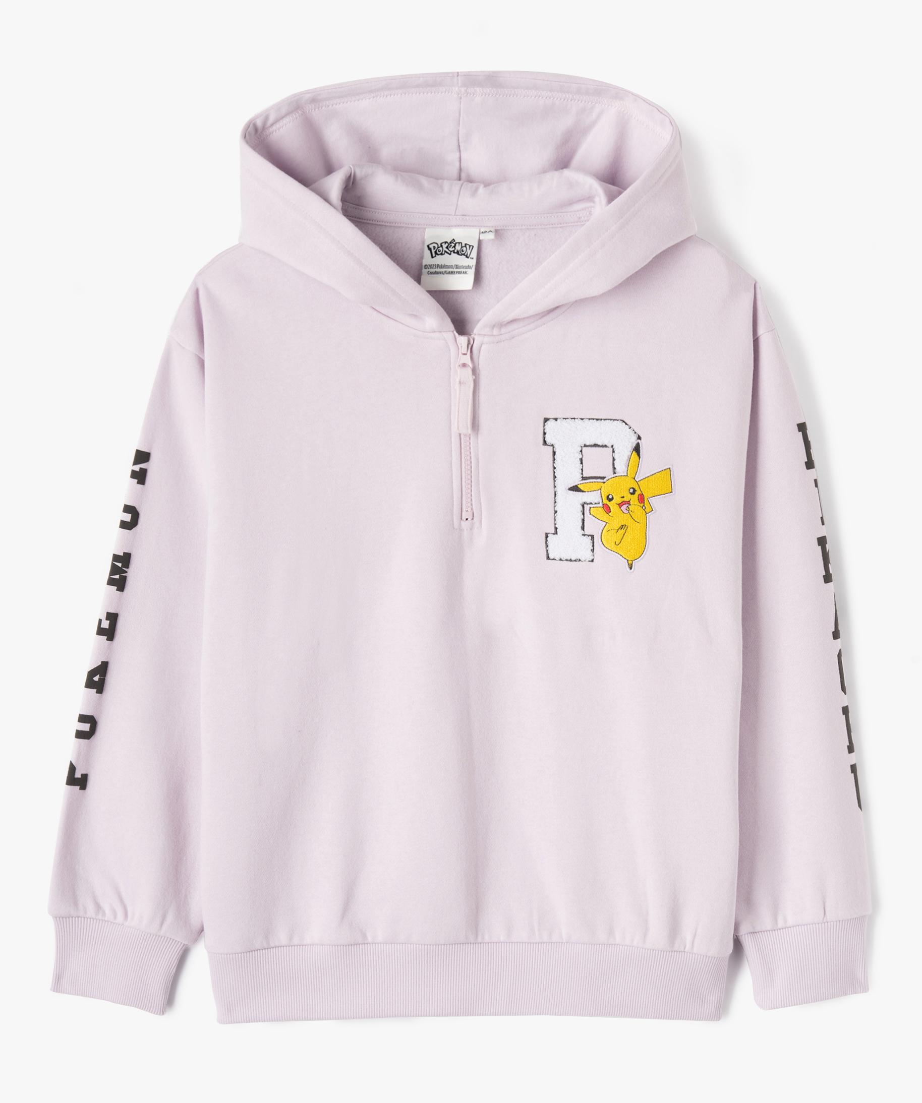 Sweat à capuche molletonné avec motif Pikachu fille - Pokemon violet ...