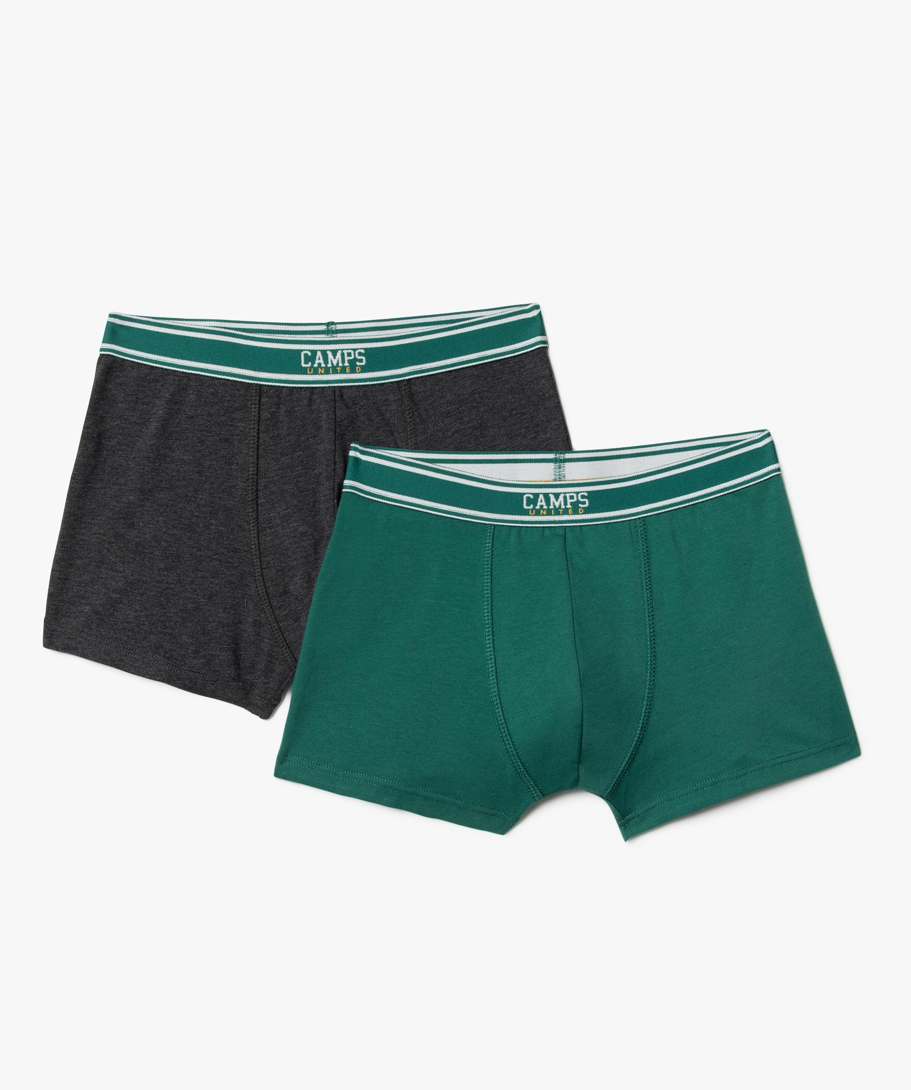 Boxers en coton stretch garçon (lot de 2) - Camps United vert | GEMO