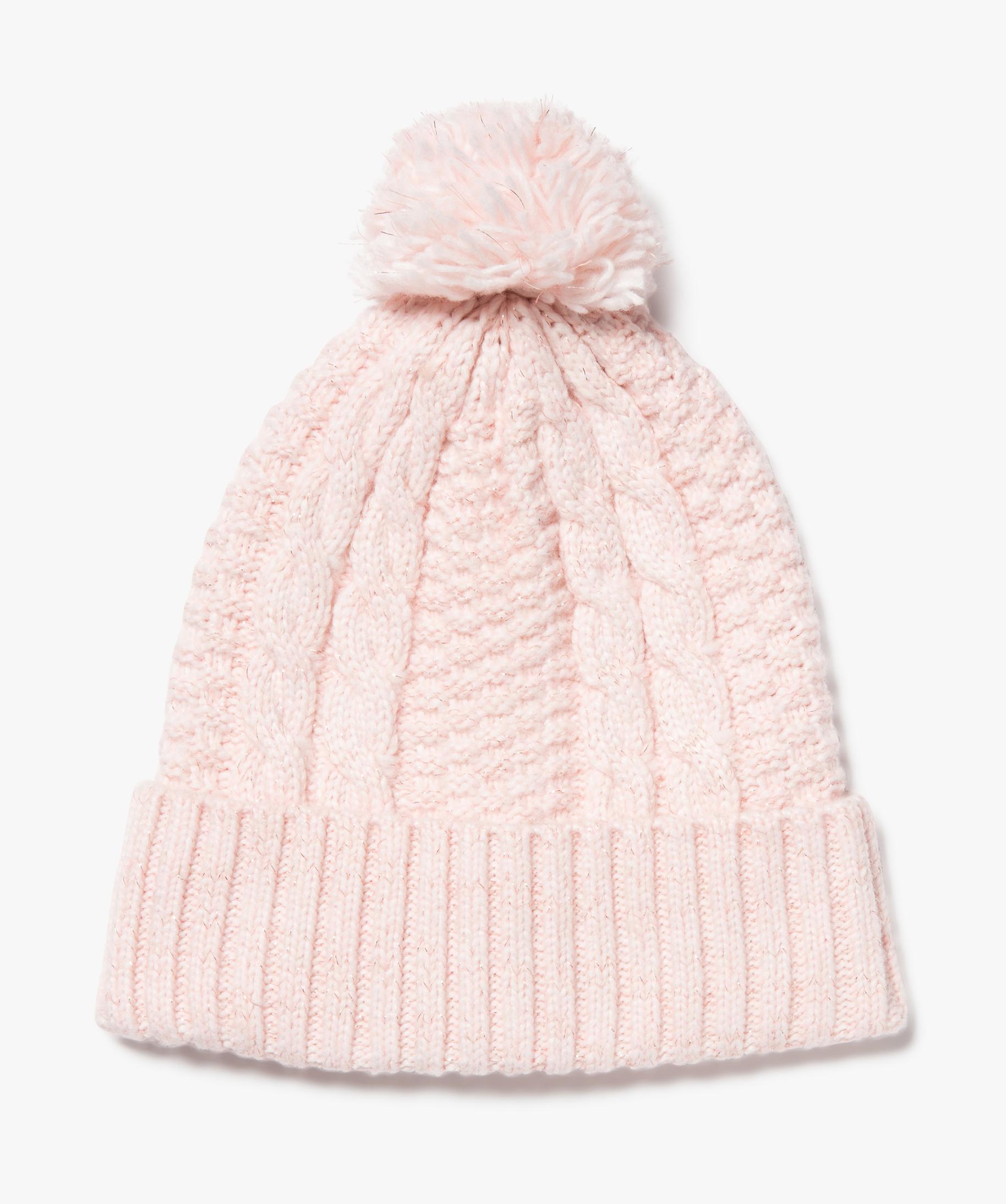 Bonnet torsadé à pompon fille rose | GEMO