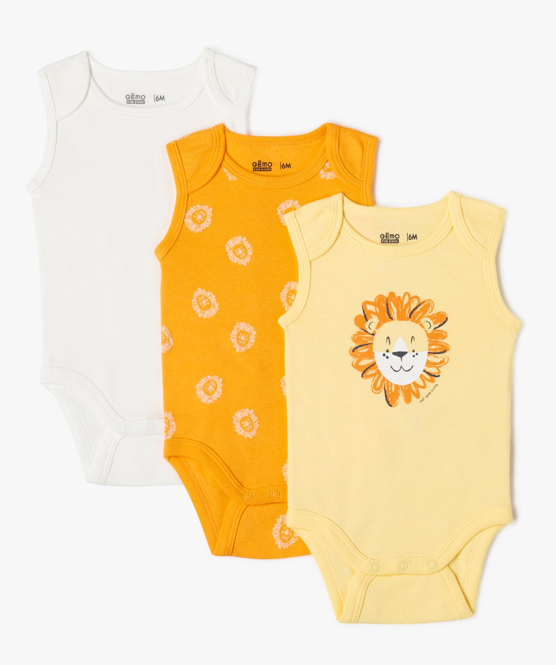Body sans manches encolure américaine bébé garçon (lot d... jaune | GEMO