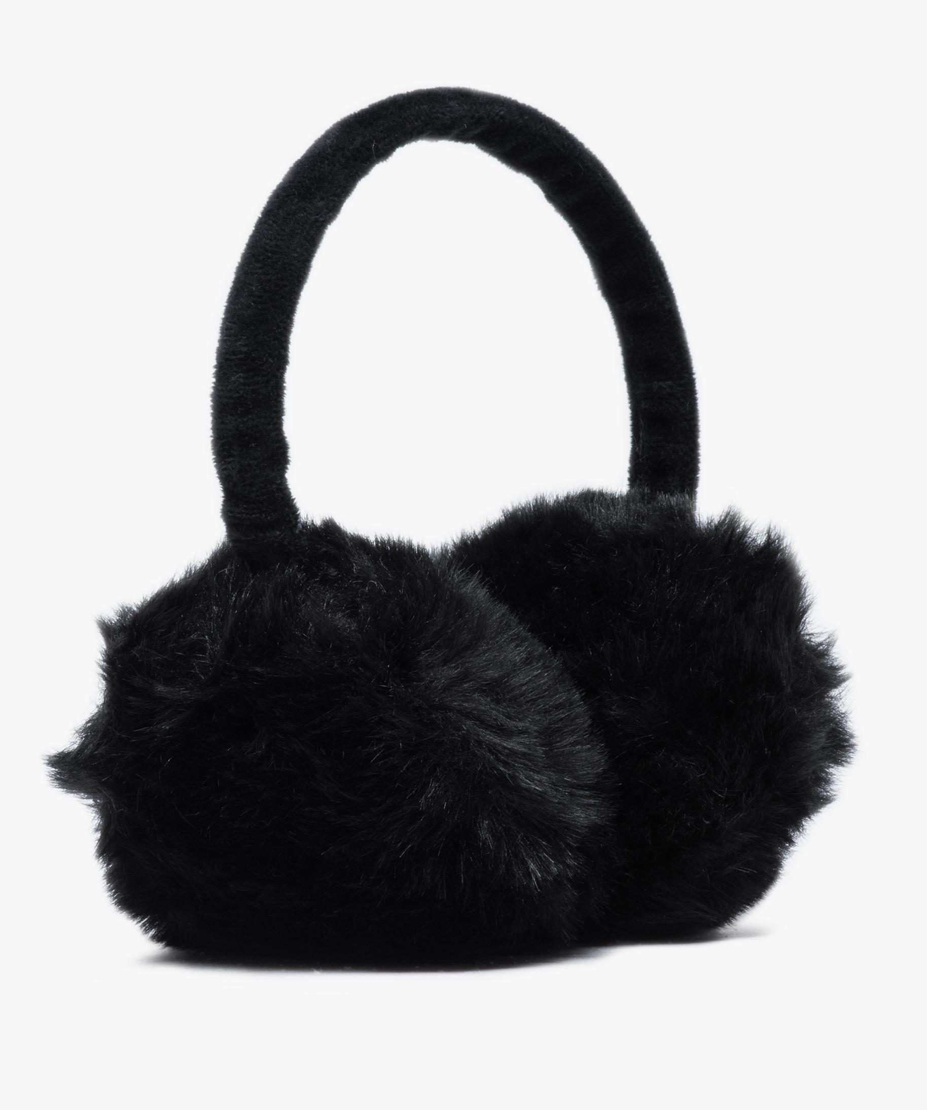 Cache-oreilles fille en velours et matière peluche noir | GEMO