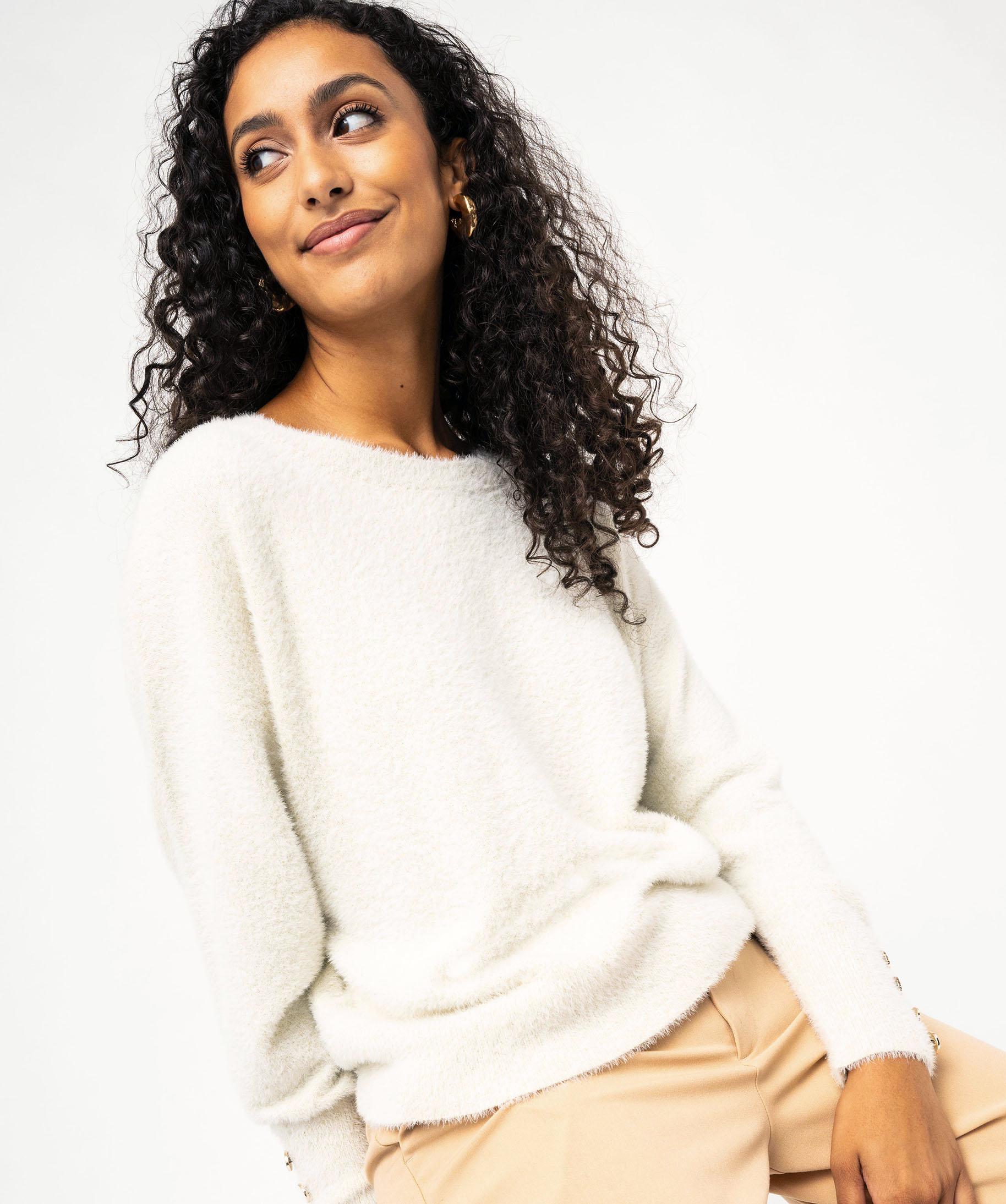 Pull pailleté en maille ultra douce femme ecru | GEMO