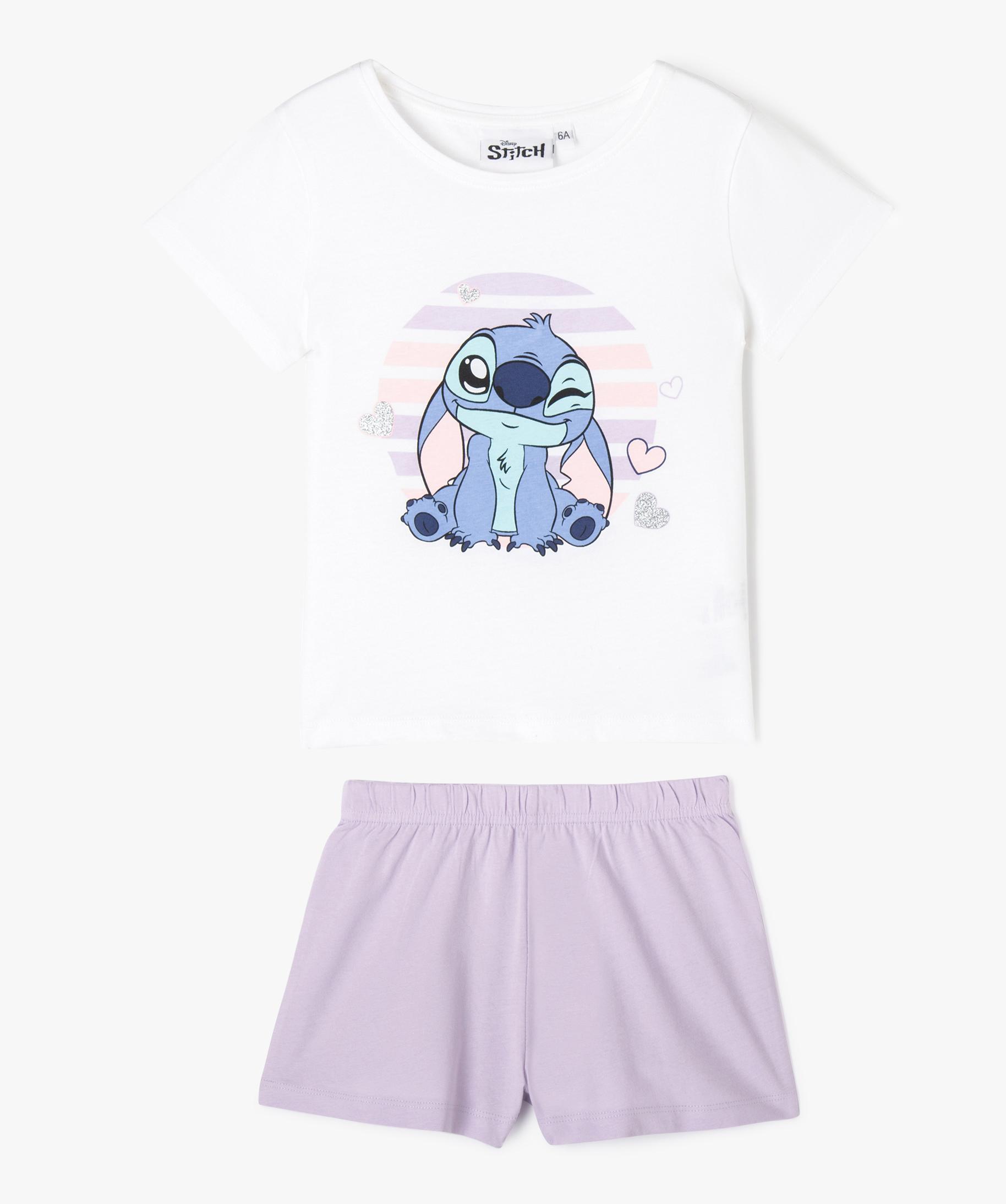 Pyjashort imprimé Stitch à paillettes fille - Disney blanc | GEMO