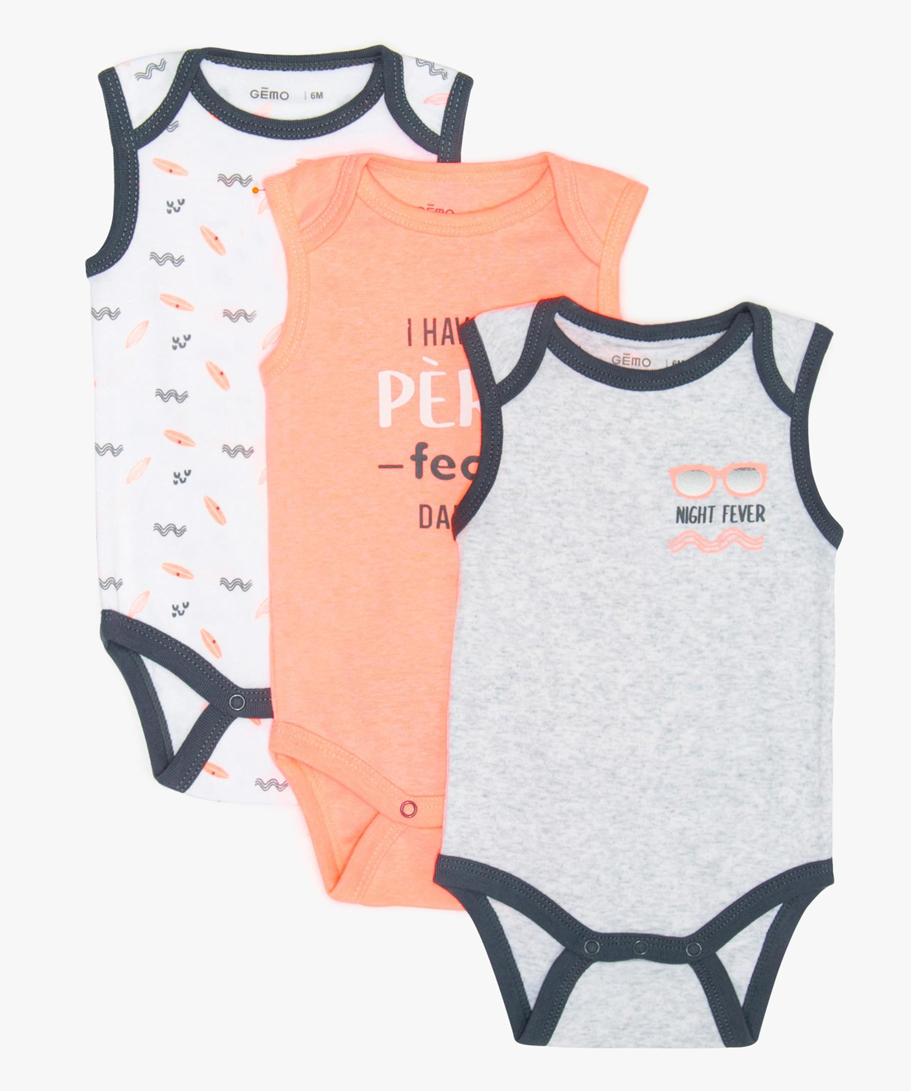 Body bébé garçon sans manches imprimé (lot de 3) multicolore | GEMO