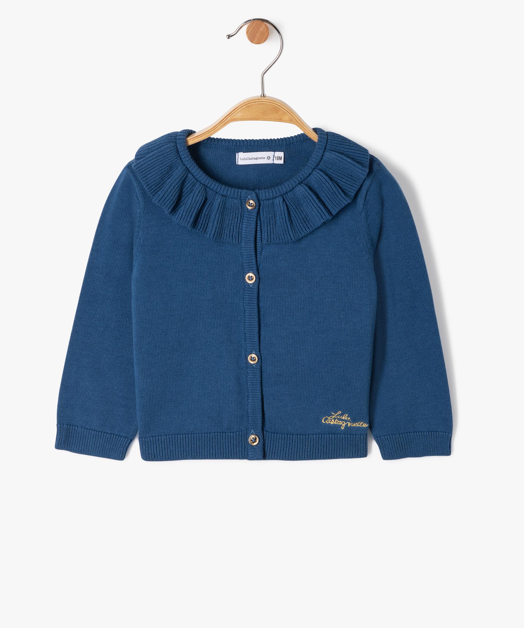 Gilet bébé fille à col Pierrot - LuluCastagnette bleu | GEMO