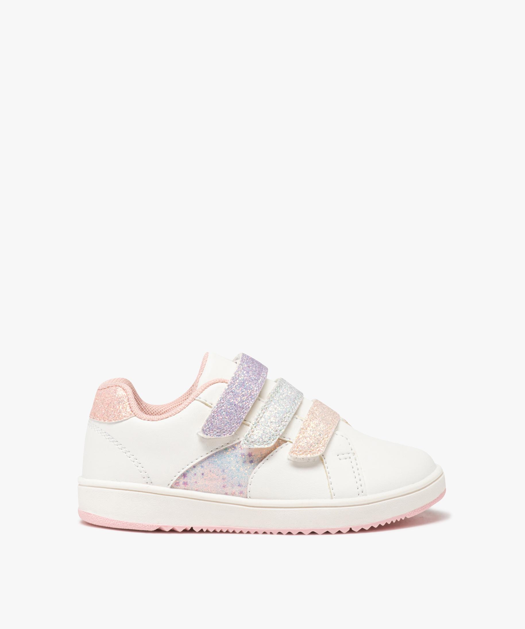 Tennis à scratch et paillettes fille blanc | GEMO