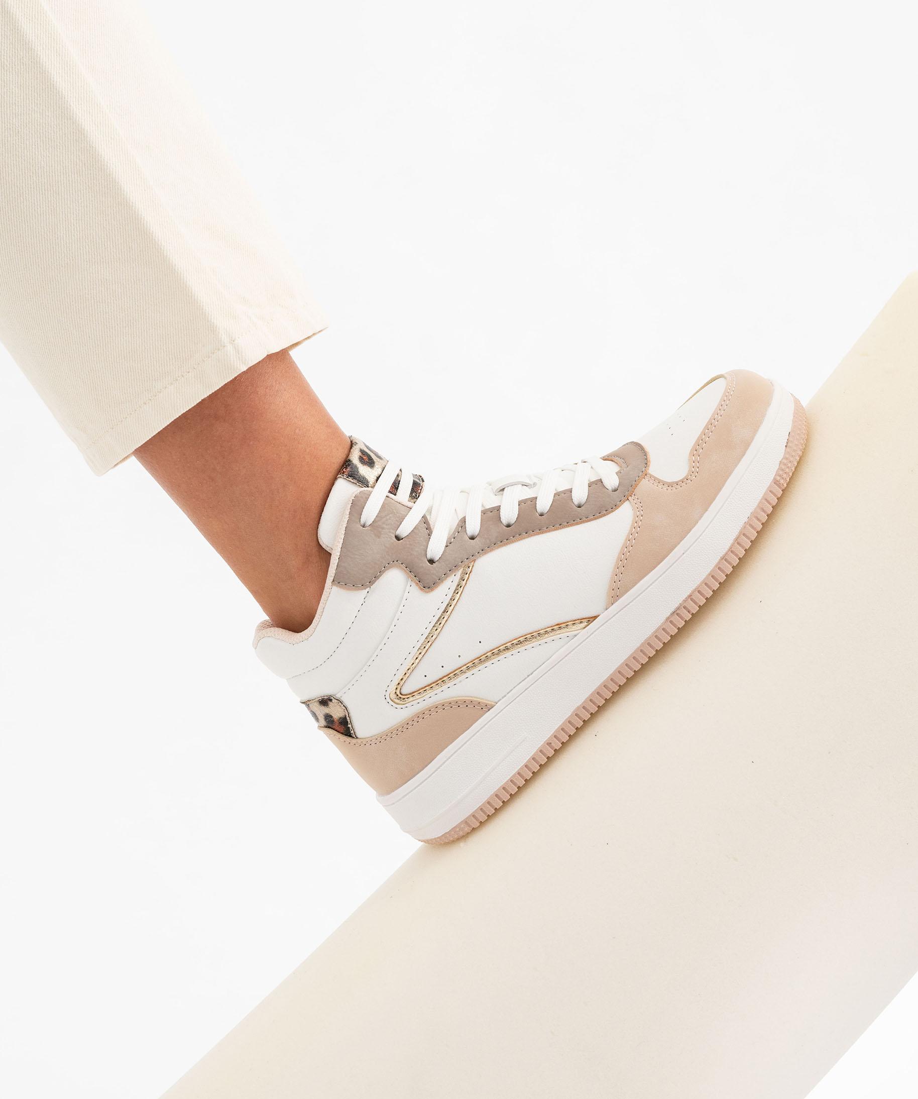 Baskets montantes multicolores avec motif léopard femme blanc | GEMO