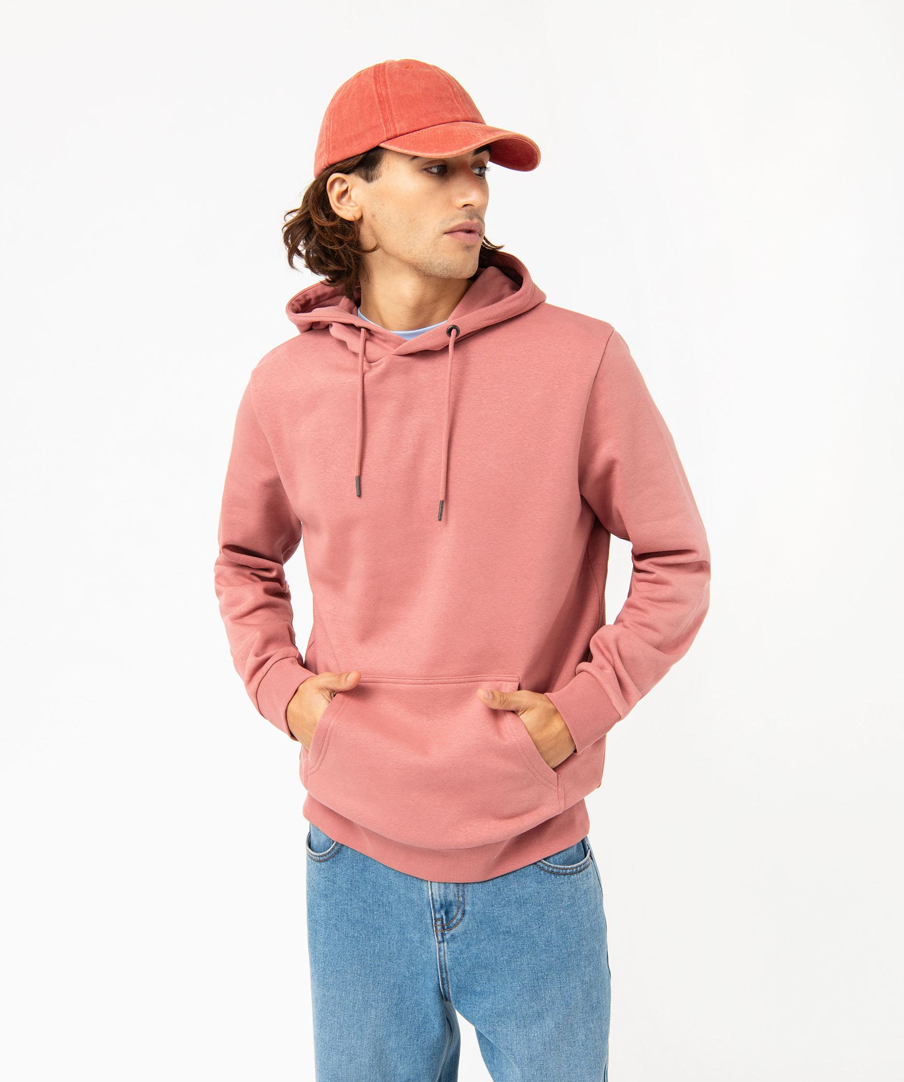 Sweat à capuche intérieur molletonné homme rose fonce | GEMO