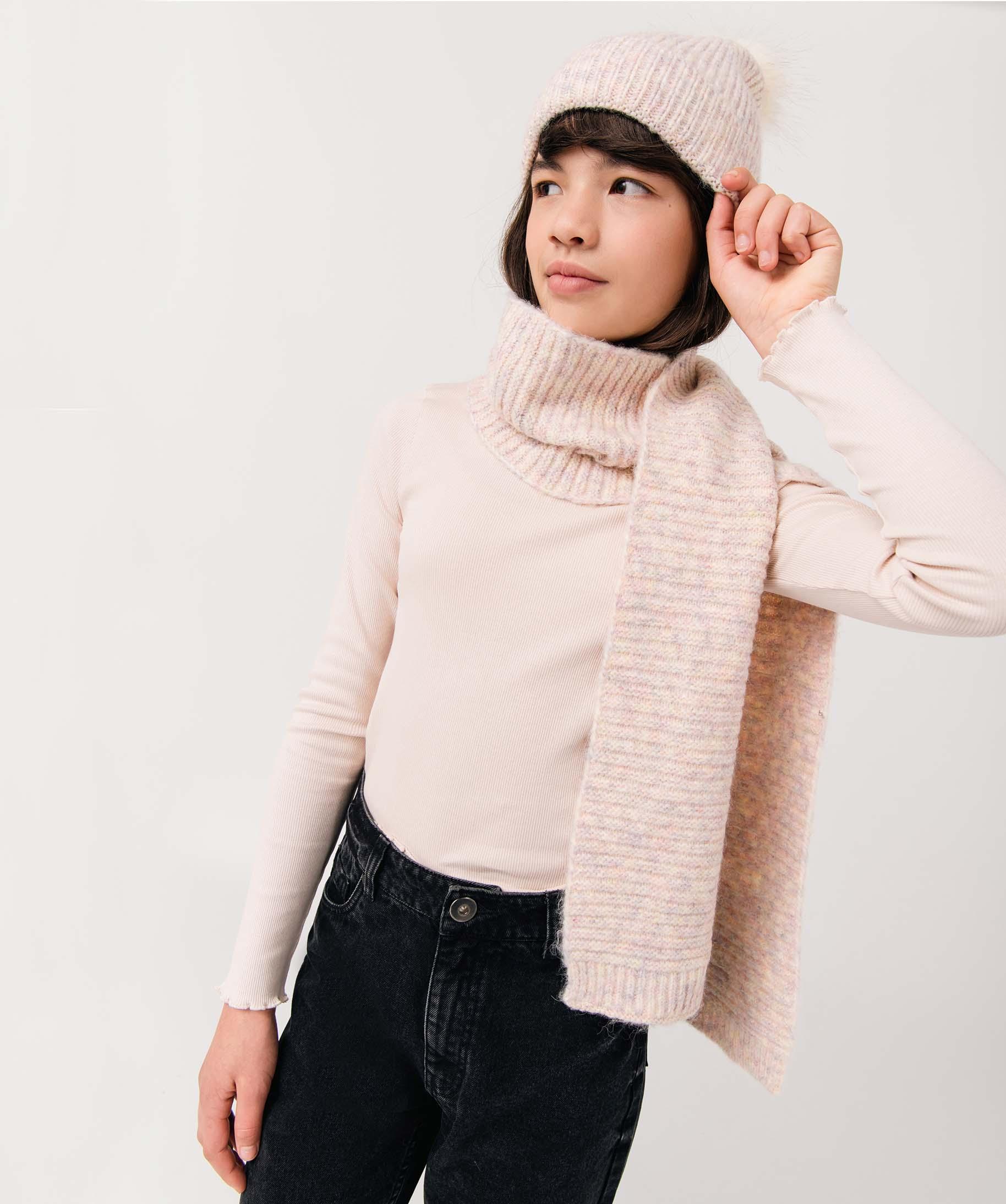 Echarpe fille en maille multicolore rose | GEMO