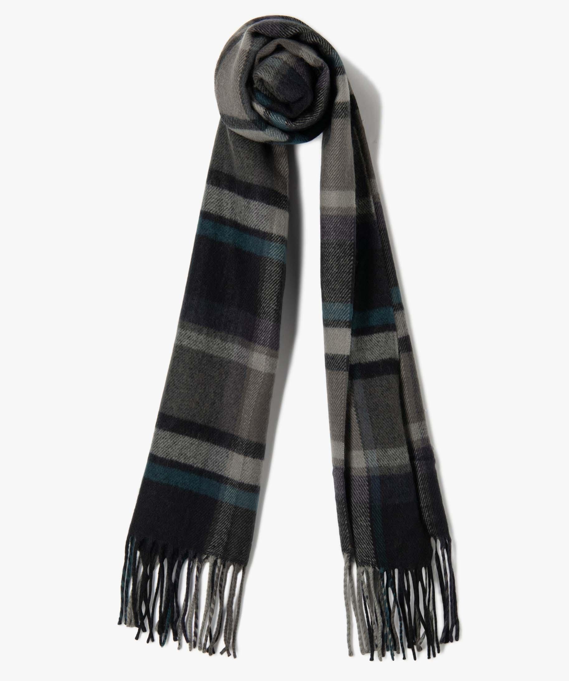 Echarpe homme à carreaux avec franges bleu clair | GEMO