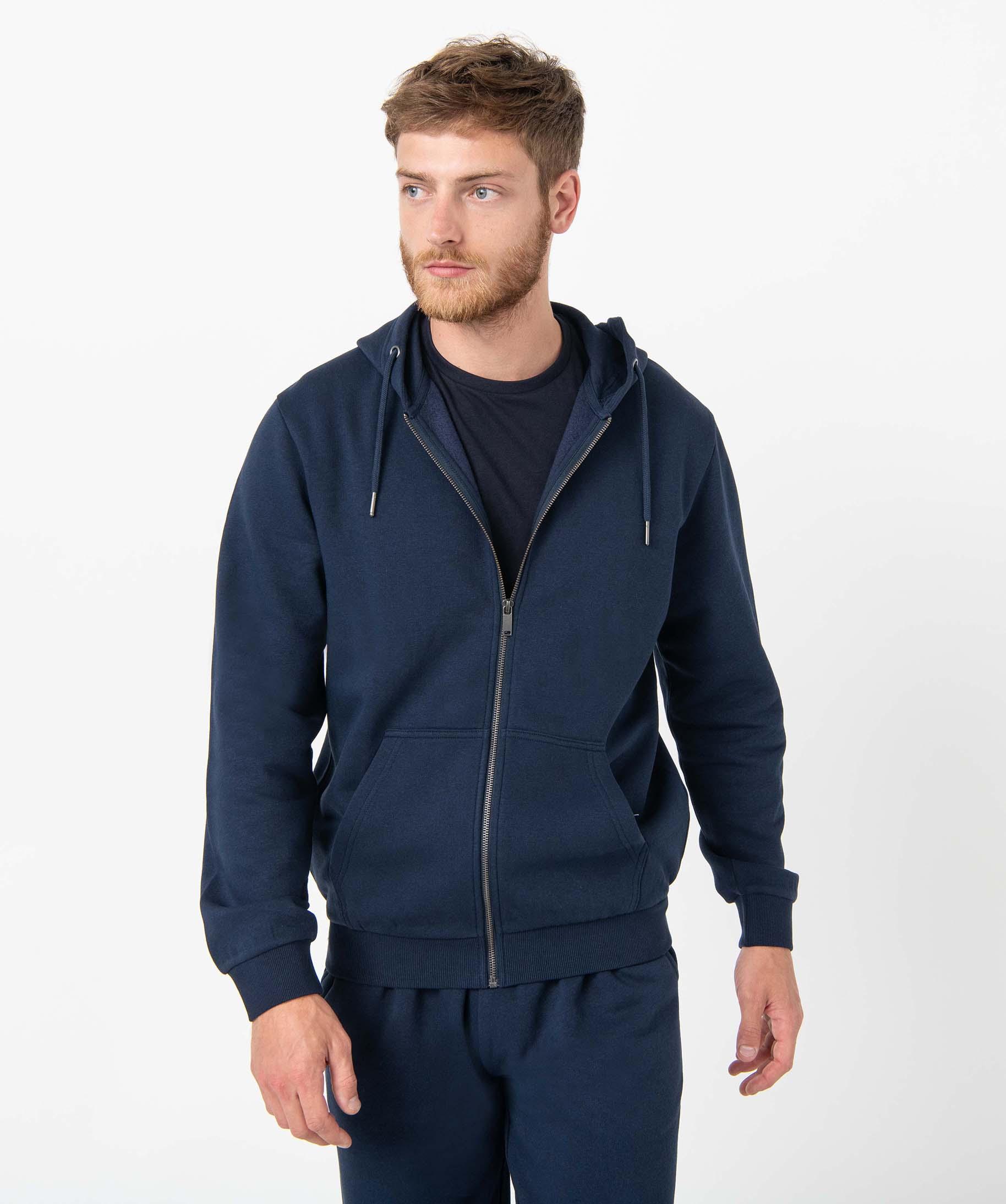 Sweat zippé à capuche homme bleu | GEMO