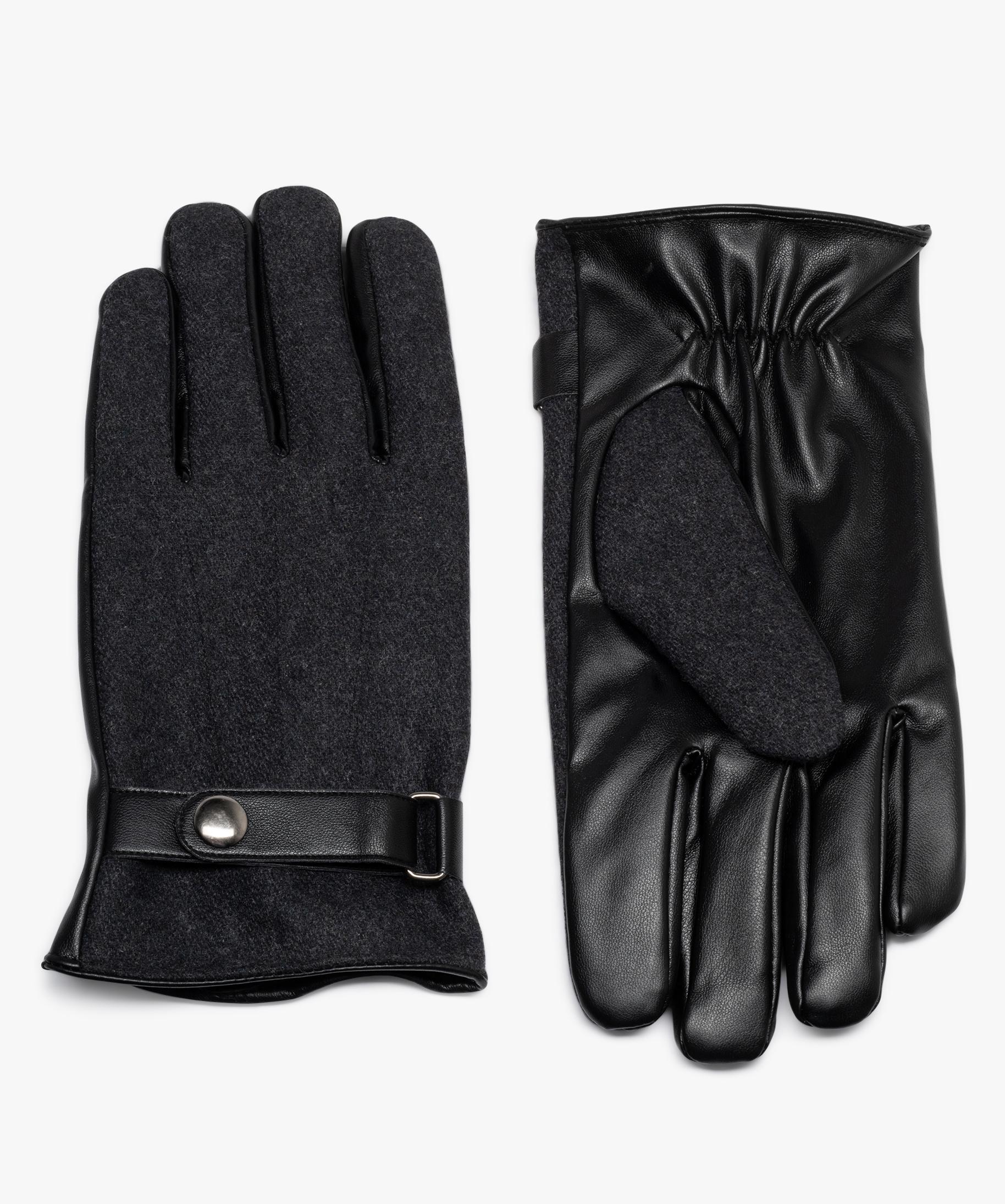 Gants tactiles bi-matière doublure chaude homme noir | GEMO