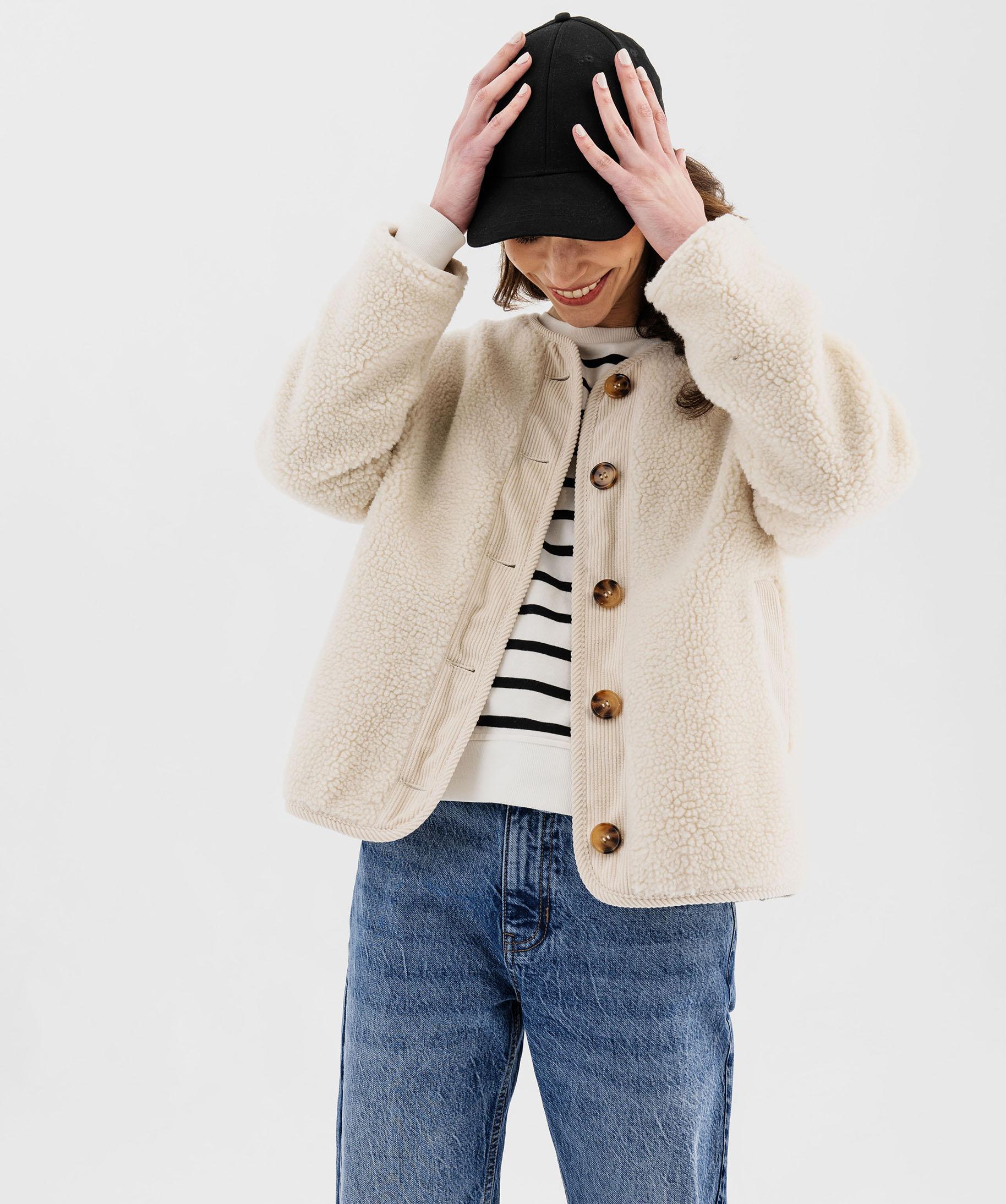 Veste ample en sherpa femme ecru | GEMO