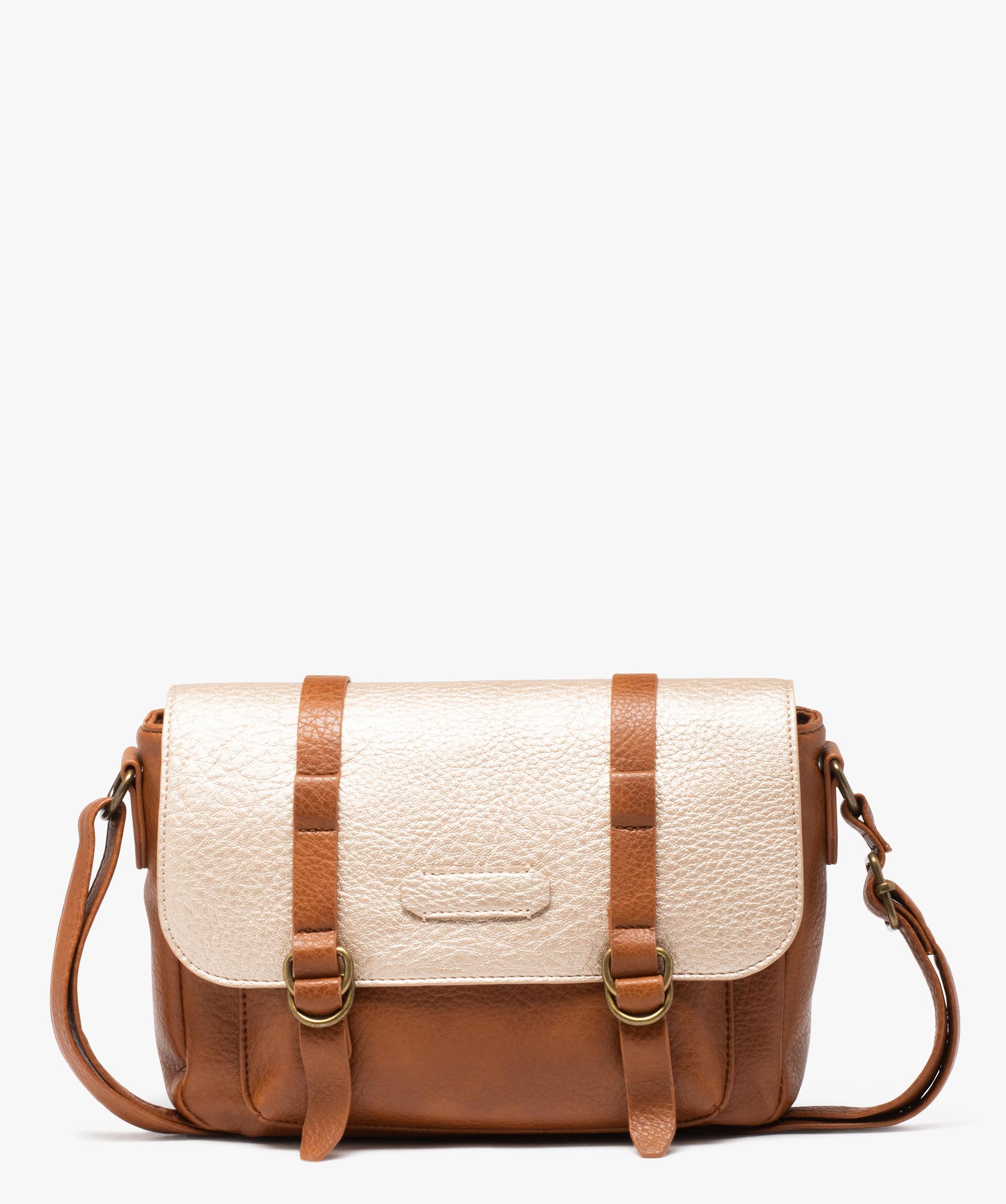 Sac besace à rabat aimanté femme marron vif | GEMO