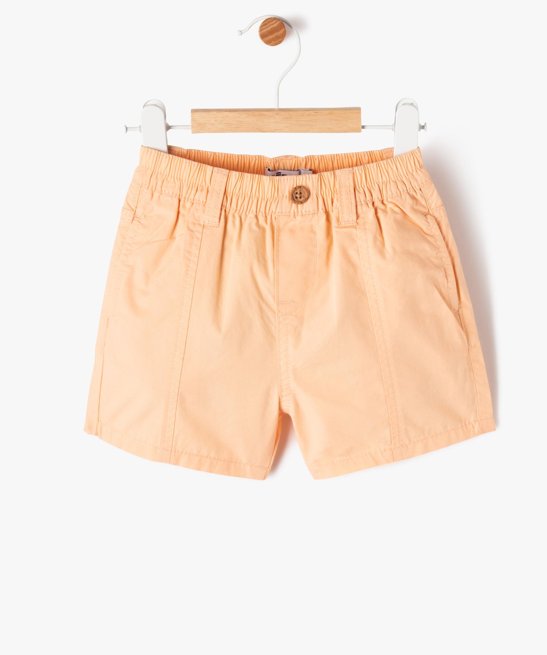 Short en toile de coton avec ceinture élastique bébé garçon orange | GEMO
