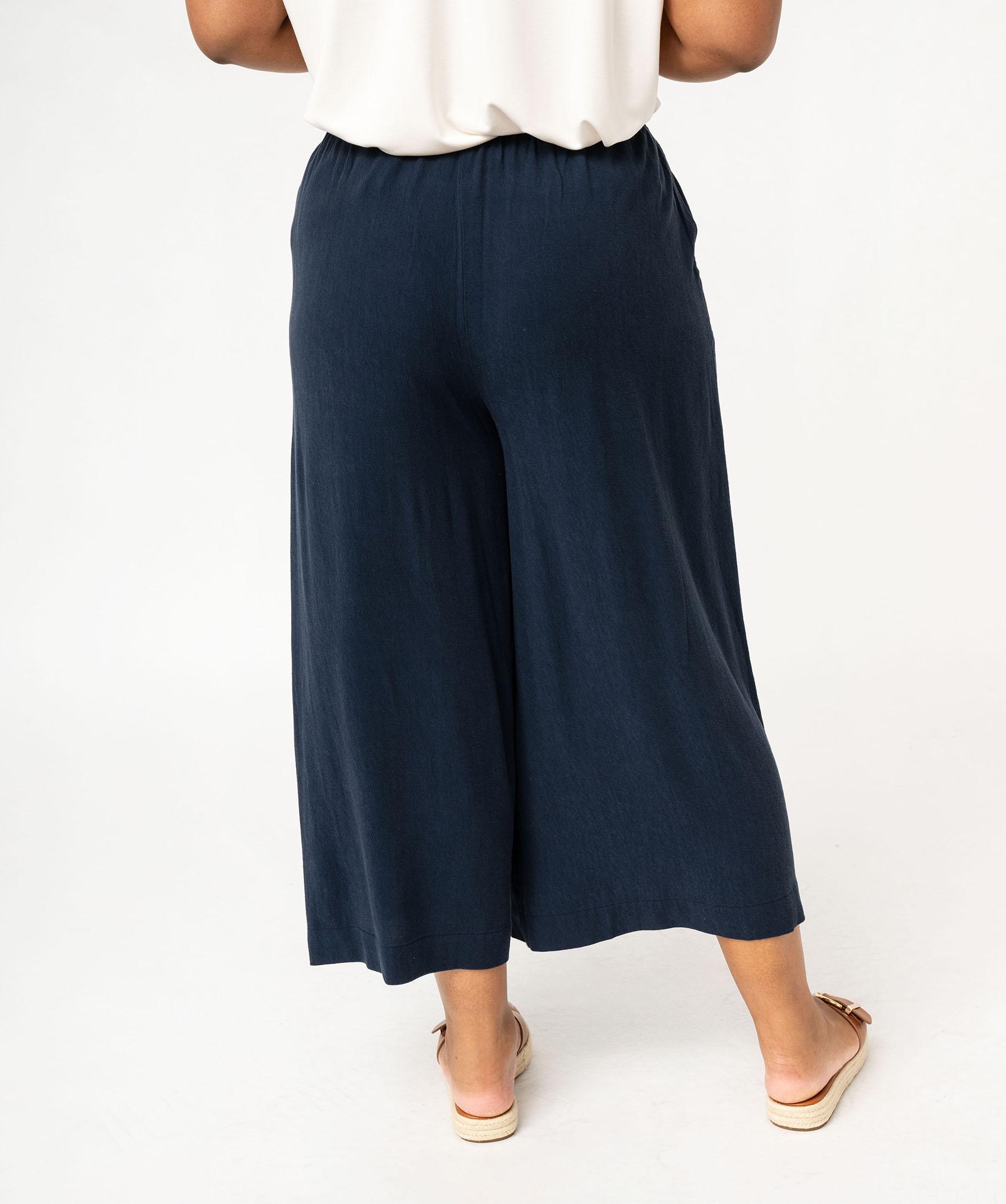 Pantacourt large en Lyocell et viscose femme grande taille navy | GEMO