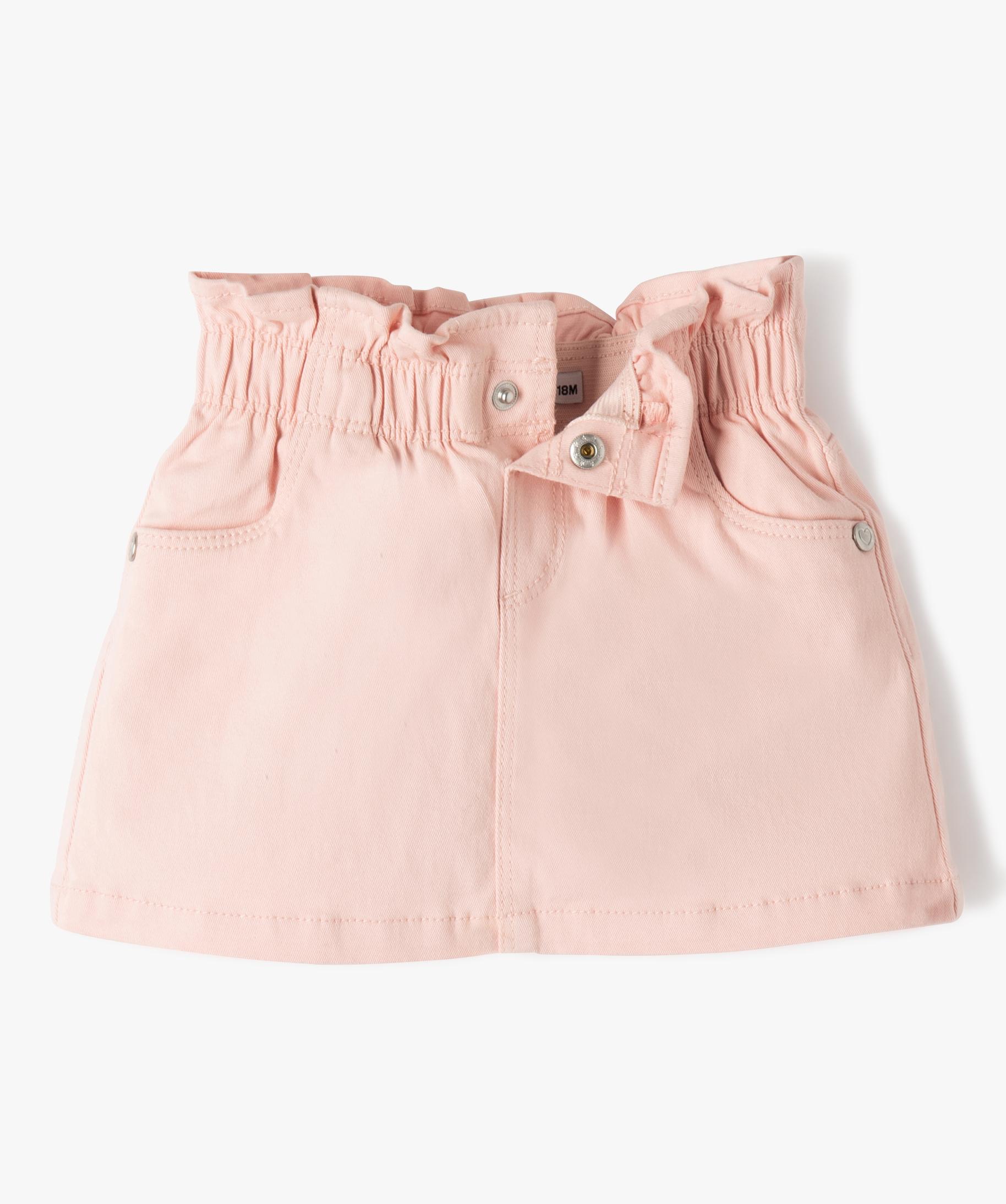 Jupe bébé fille à taille froncée en coton stretch rose | GEMO