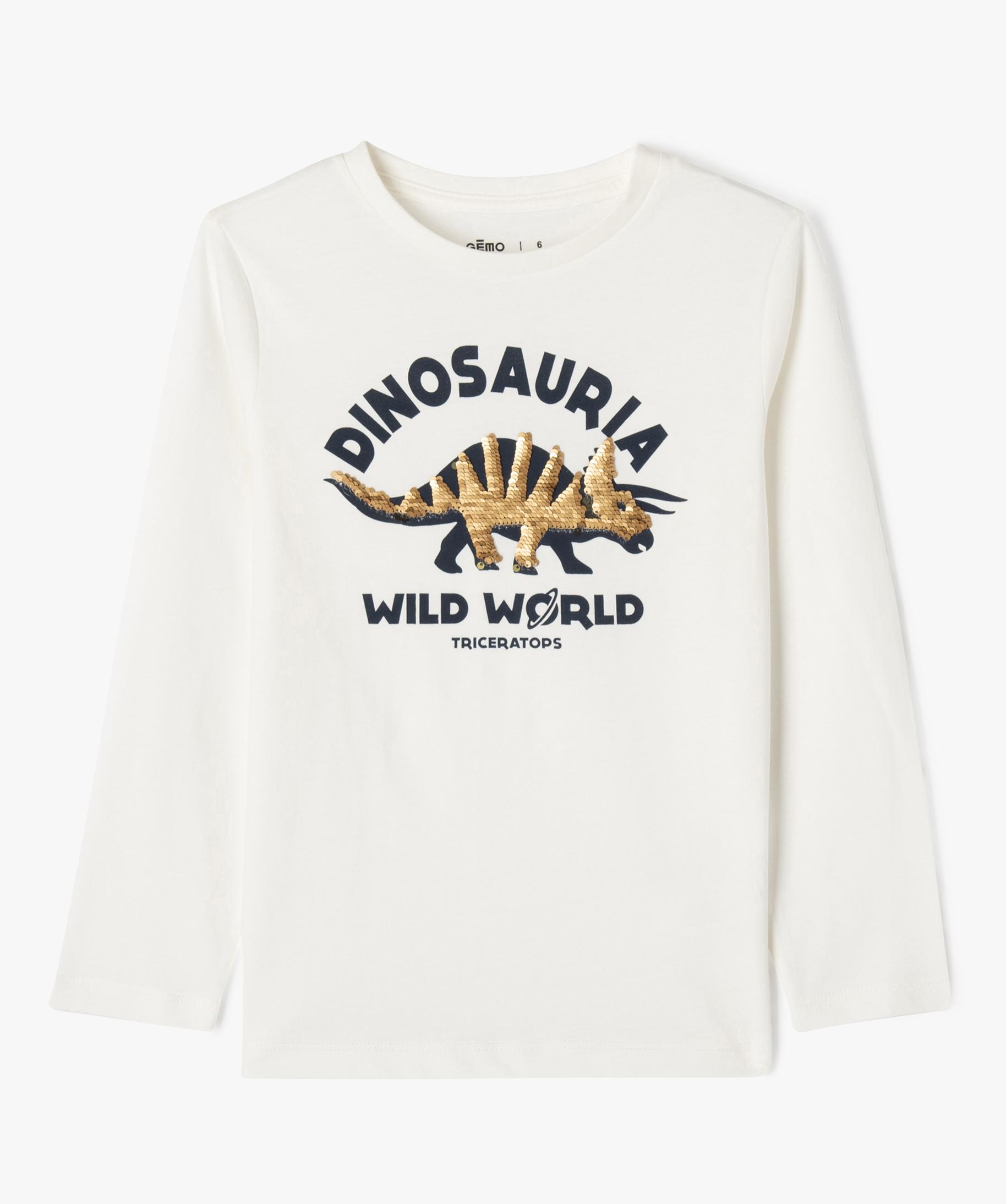 Tee-shirt à manches longues avec motif ecru | GEMO