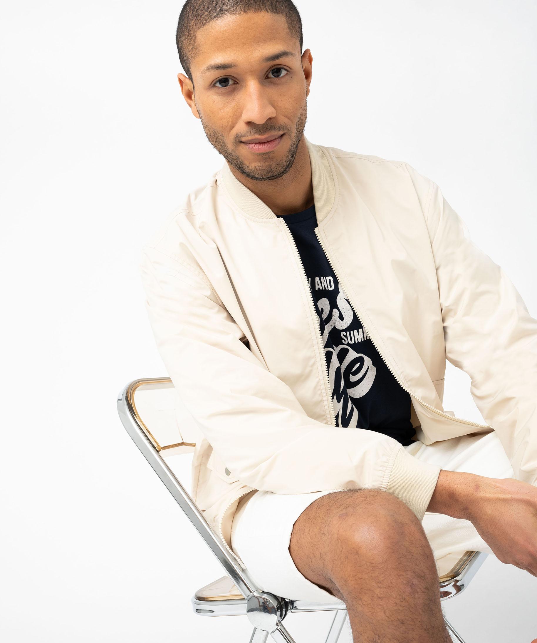 Blouson bomber zippé léger homme beige | GEMO