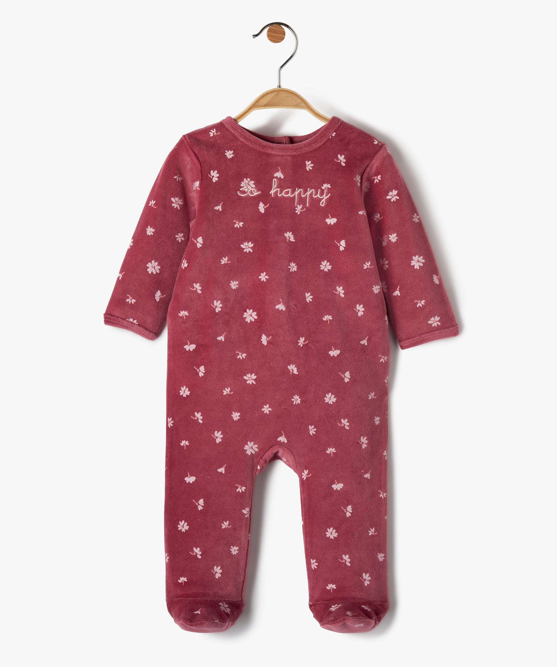Pyjama dors bien bébé fille en velours à motifs fleuris violet | GEMO