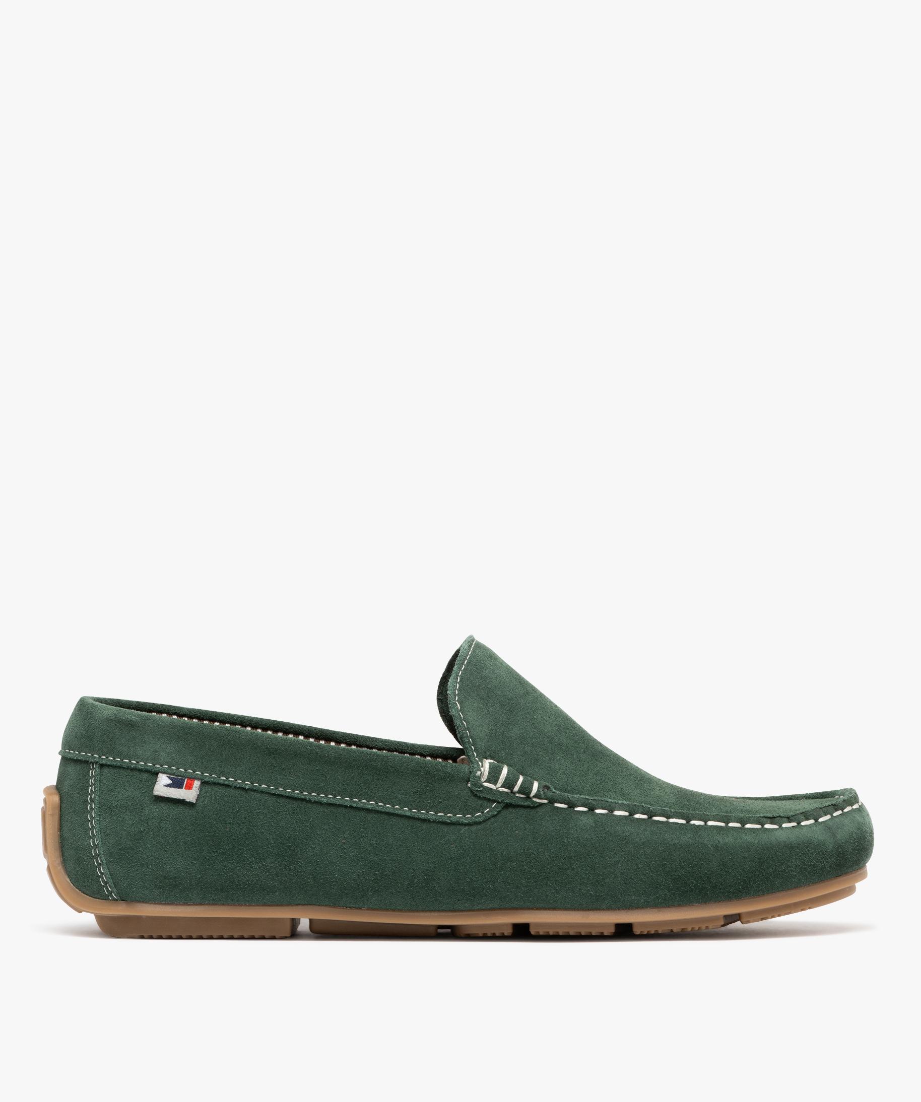 Mocassin dessus cuir velours semelle souple homme - Tanéo vert fonce | GEMO