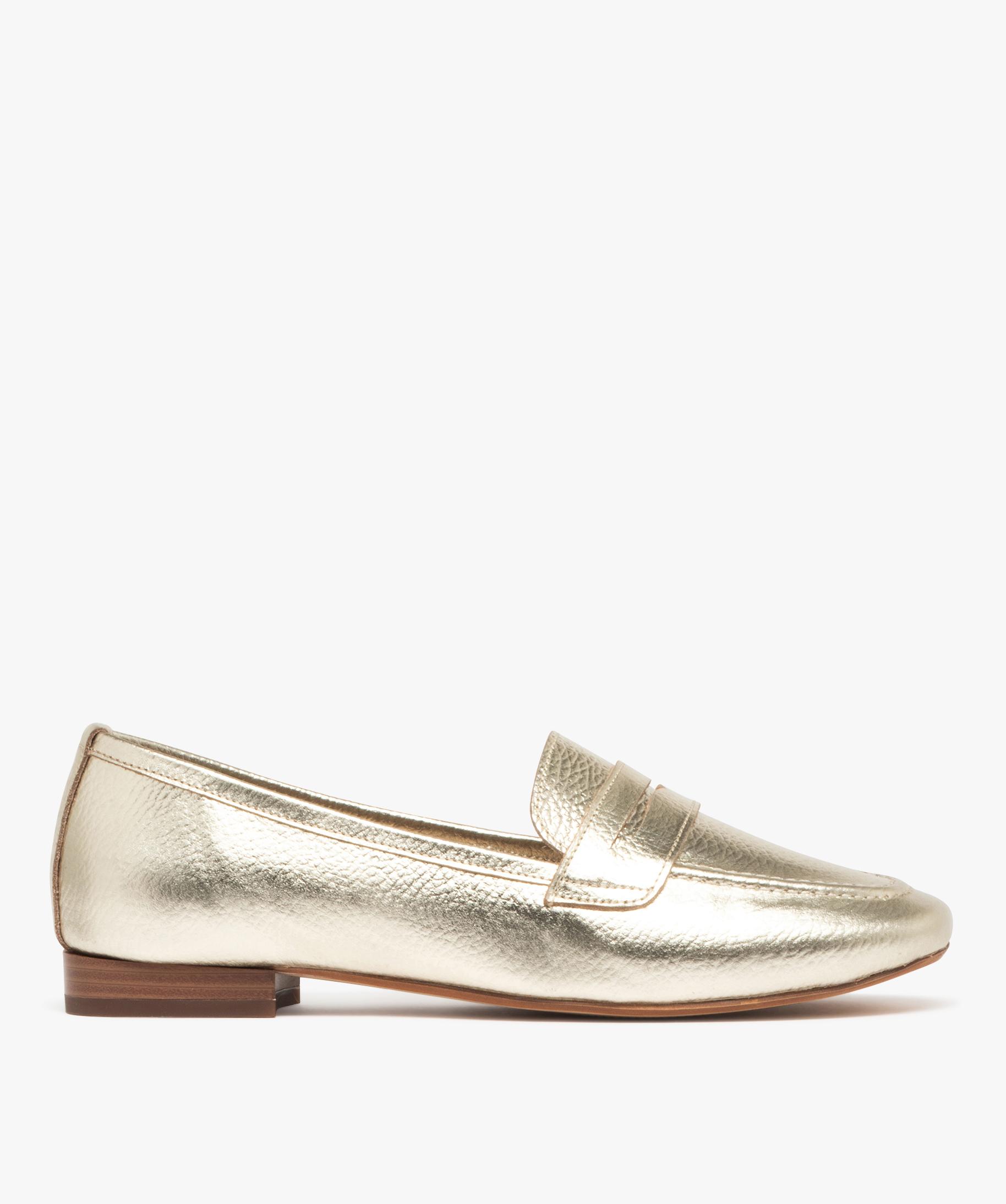 Mocassins femme dessus en cuir effet métallisé Penny Loafe... or | GEMO