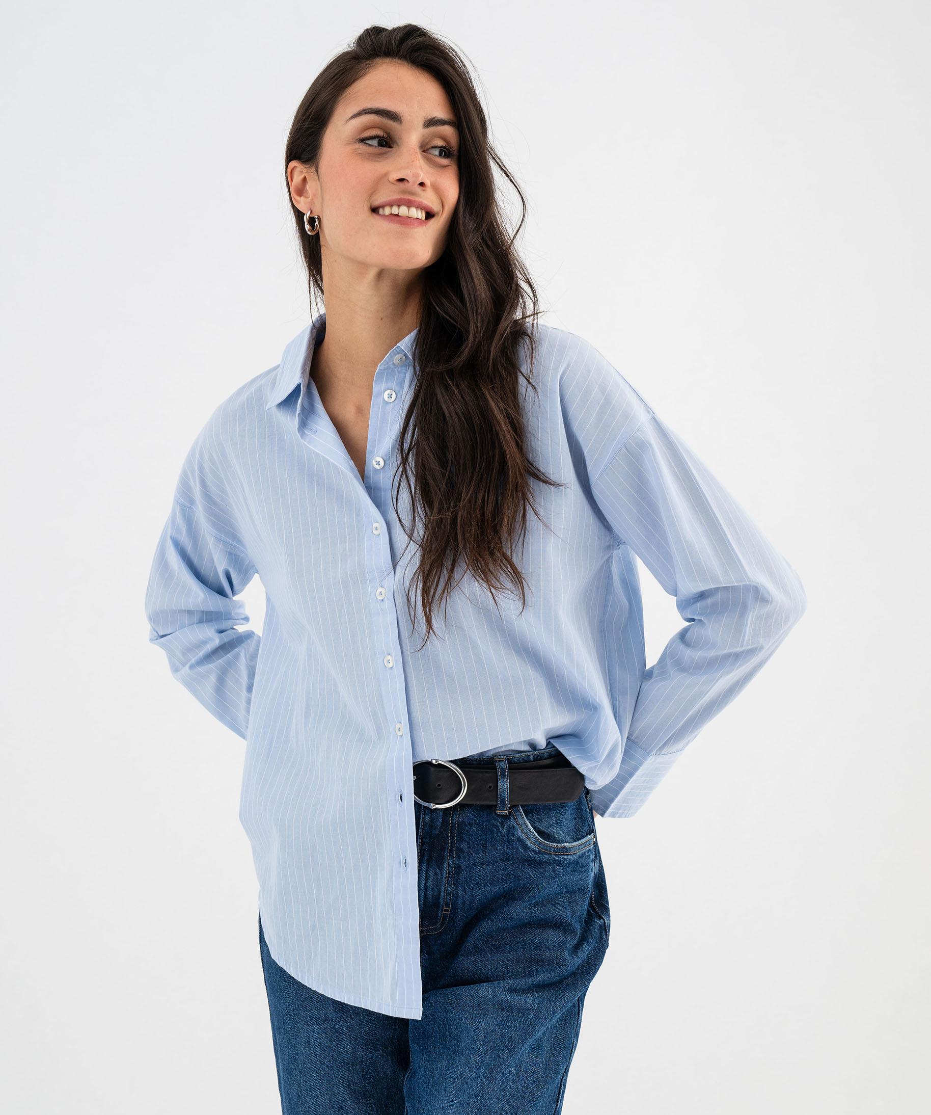 Chemise rayée coupe oversize en coton femme rayure | GEMO