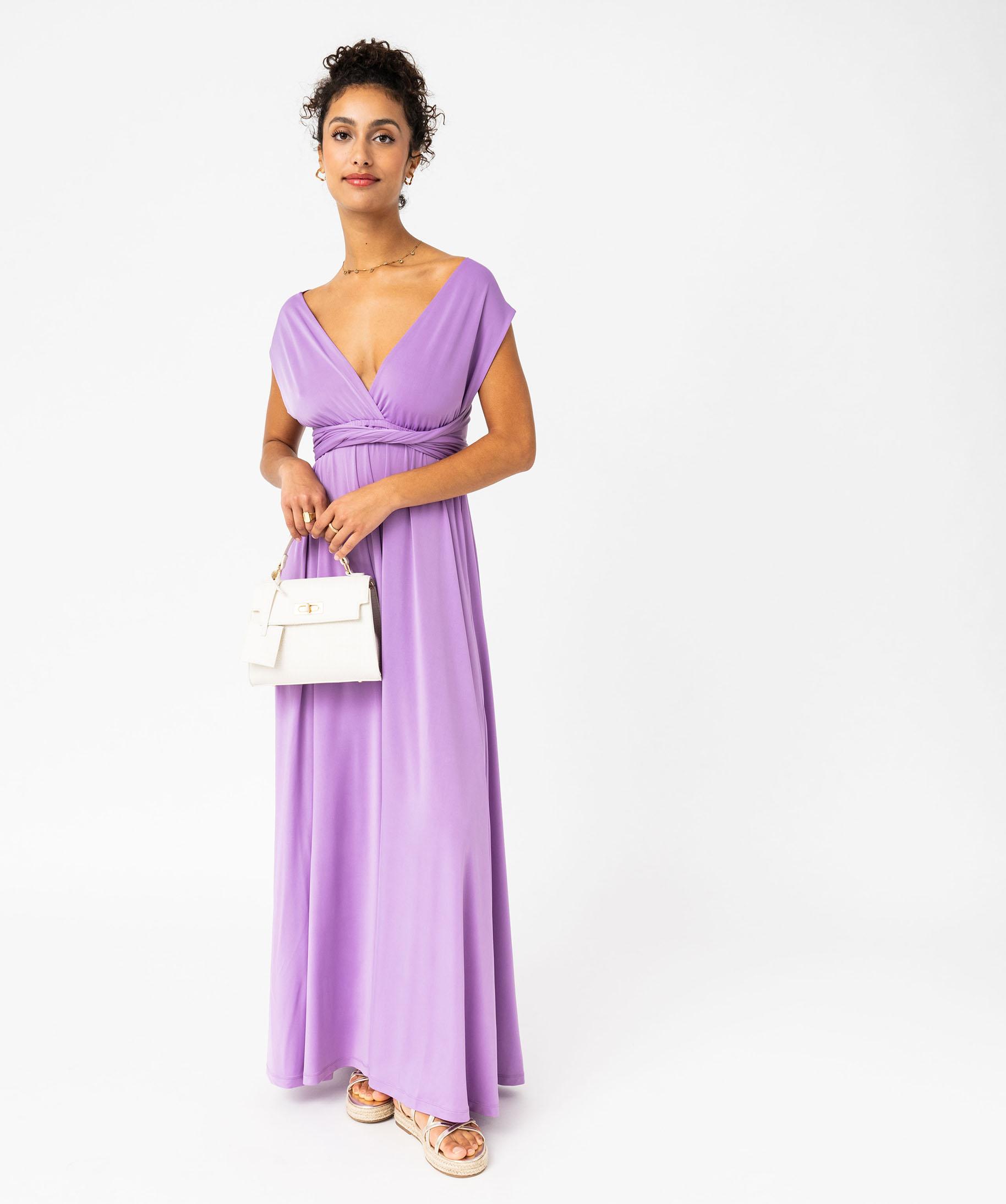 Robe de soirée drapée multipositions femme violet clair | GEMO