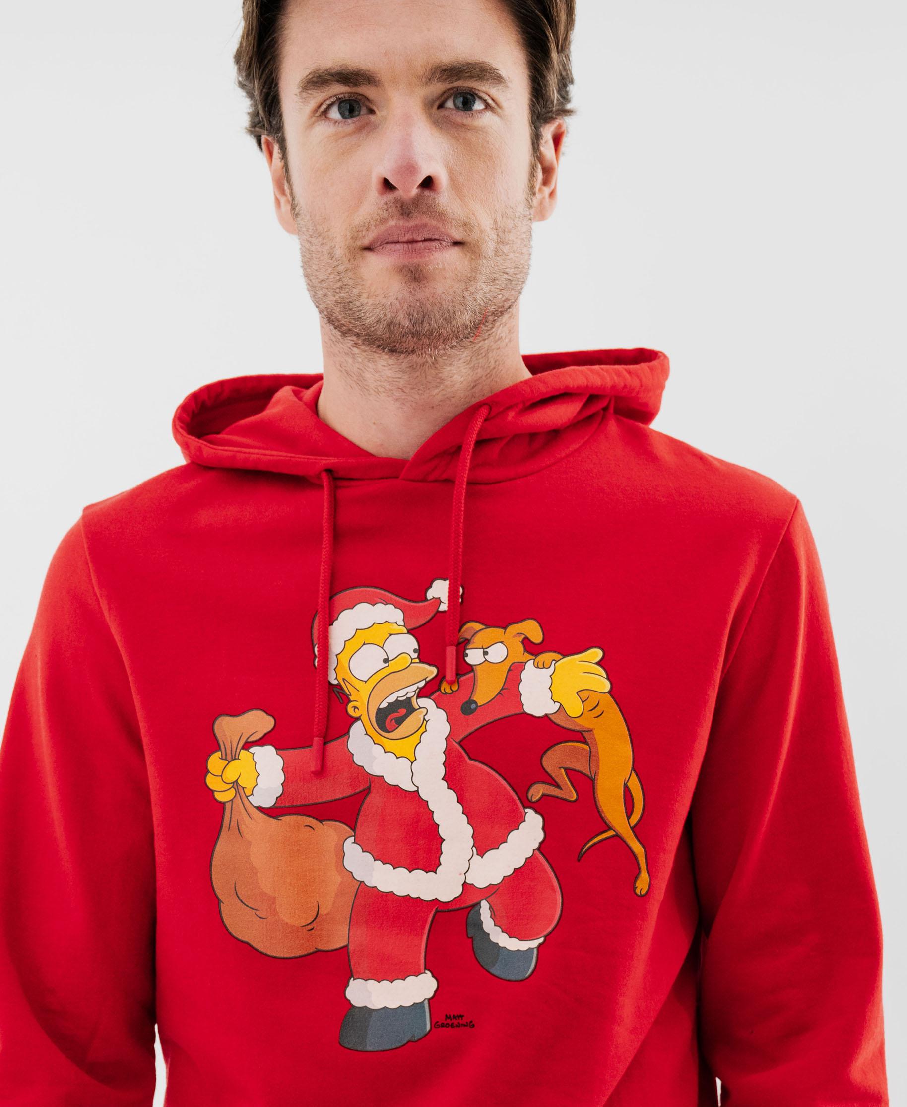 Sweat de Noël à capuche imprimé homme - Les Simpsons rouge | GEMO