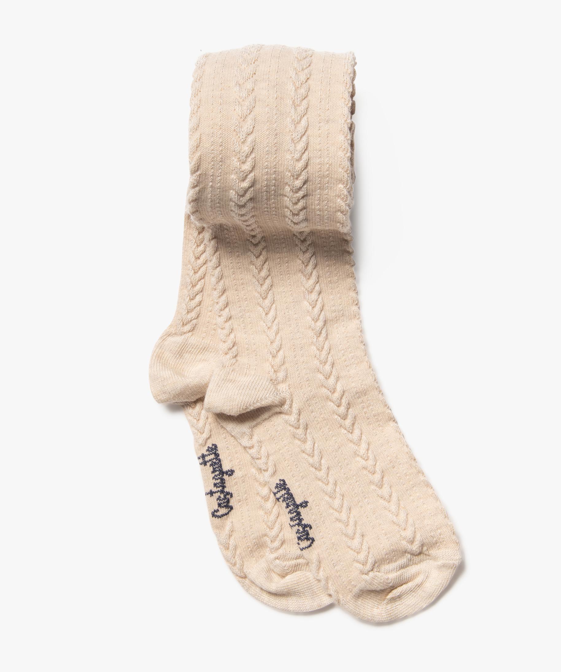 Collants chauds à torsades bébé fille - LuluCastagnette beige chine | GEMO