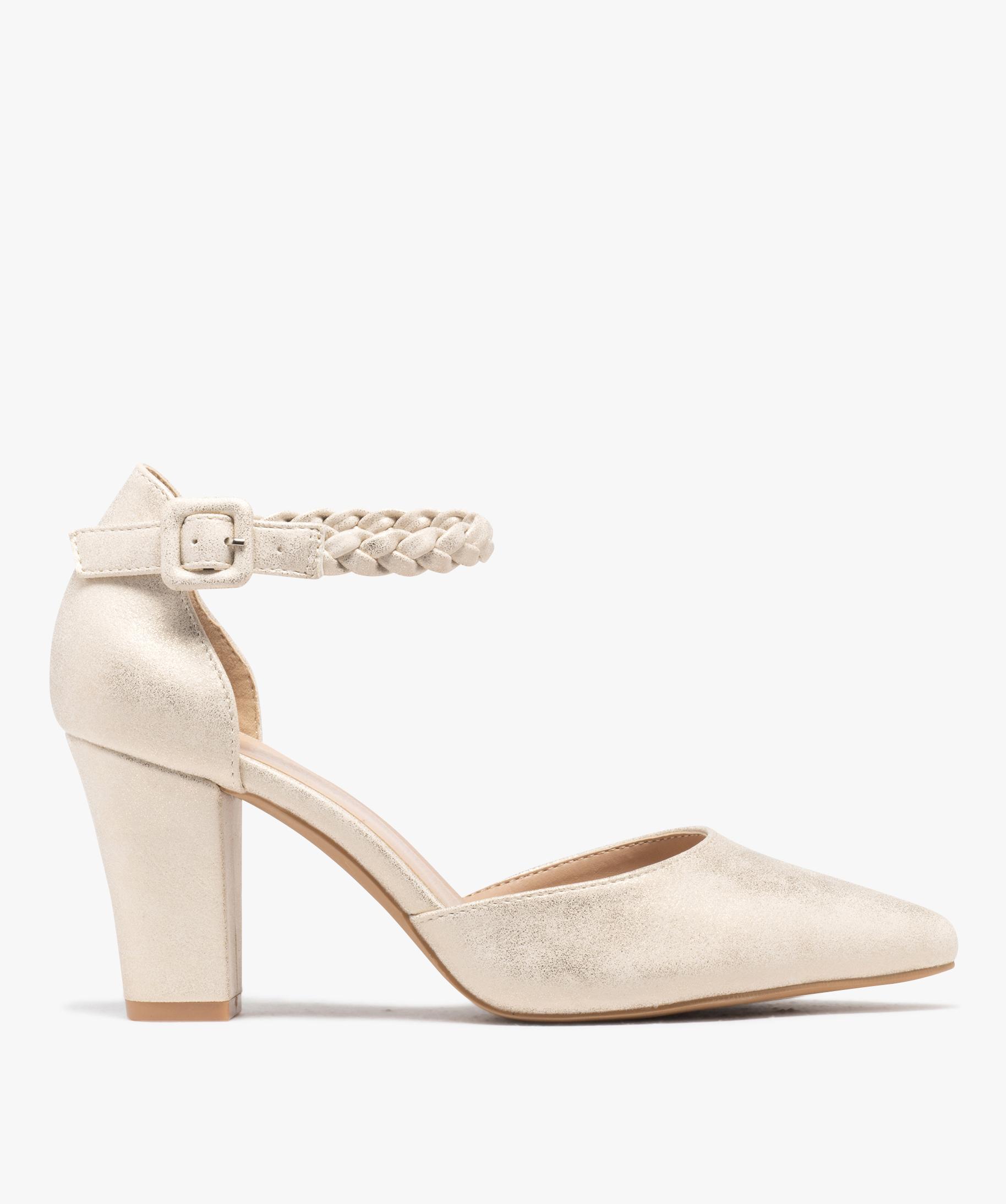 Escarpins métallisés à bride de cheville et bout pointu f... dore | GEMO