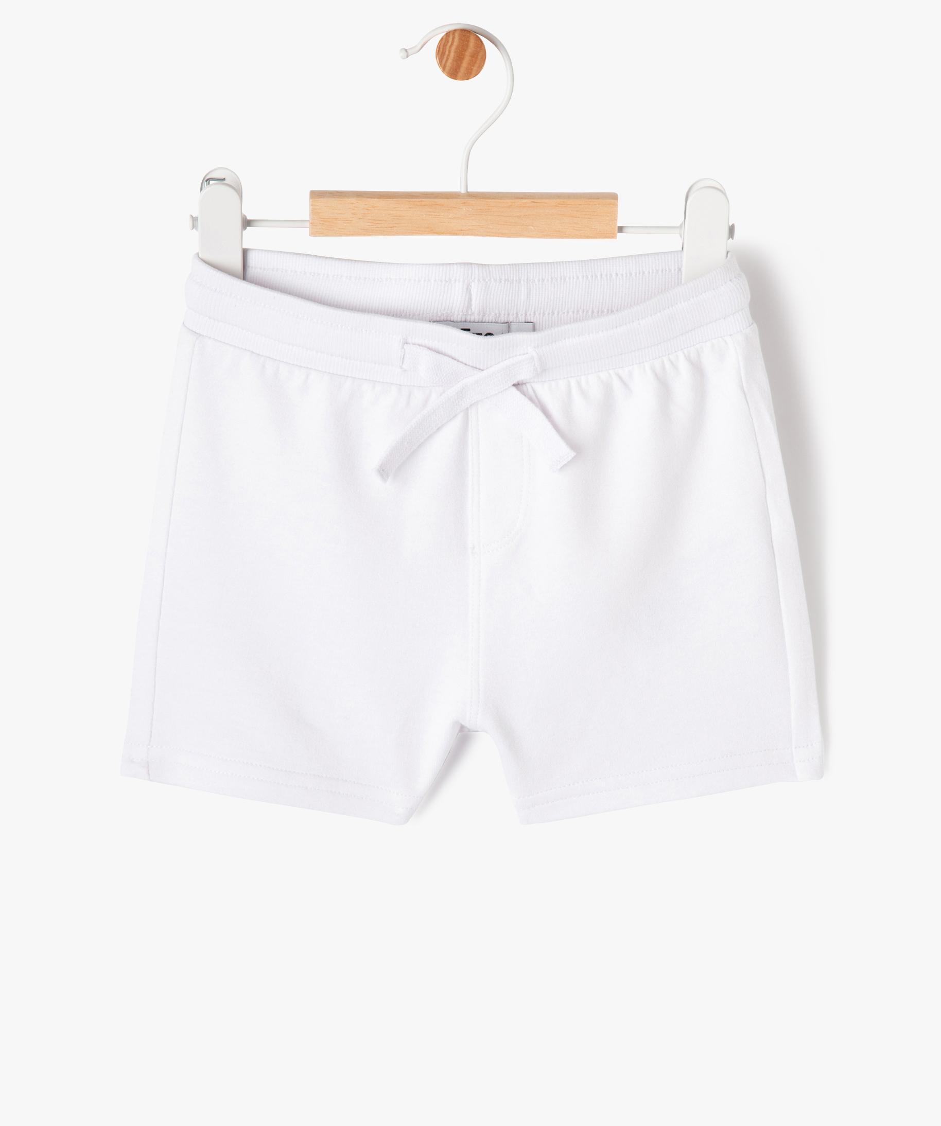 Short en maille avec ceinture bord-côte bébé garçon blanc | GEMO