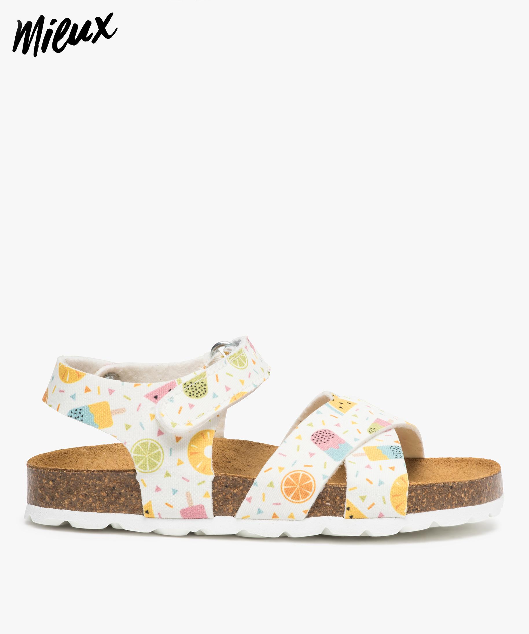 Sandales fille à scratch et motifs imprimés - Mieux multicolore | GEMO