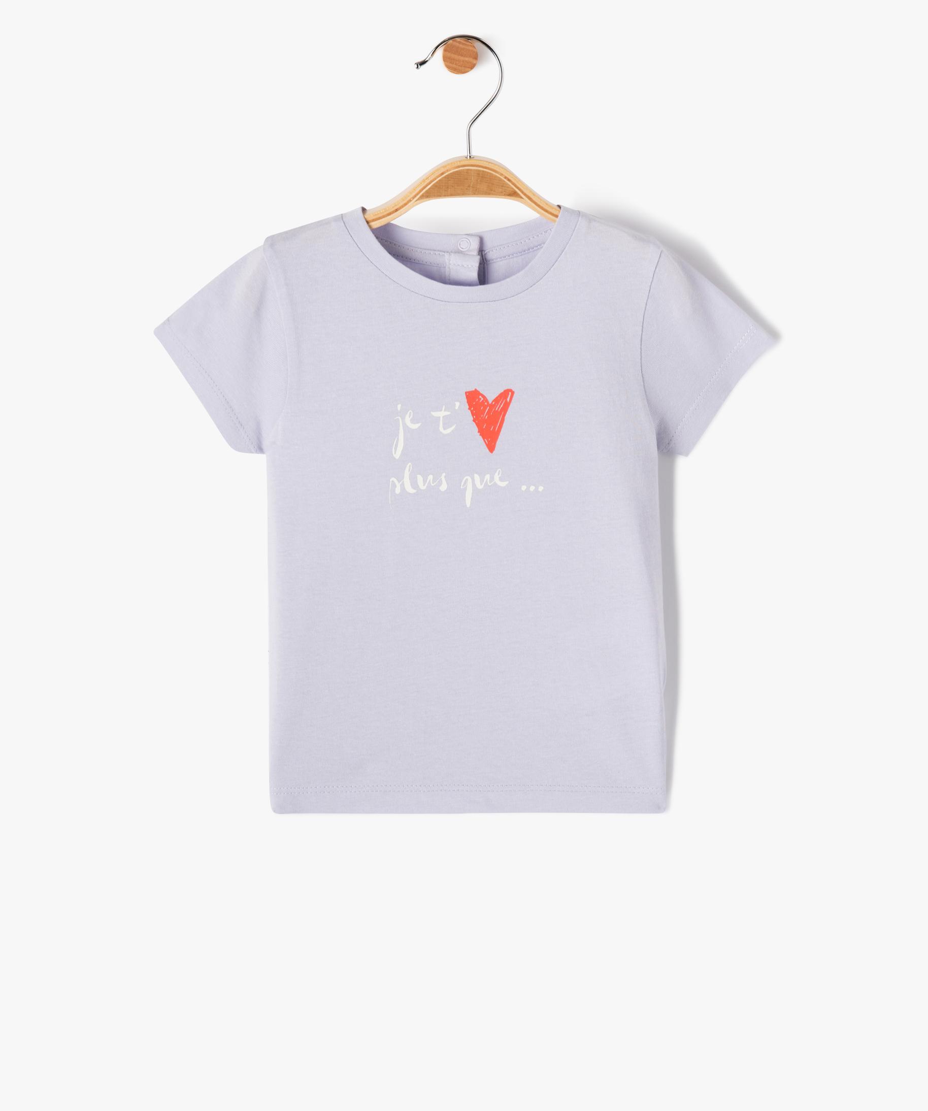 Tee-shirt bébé fille à manches courtes et motif cœur violet | GEMO