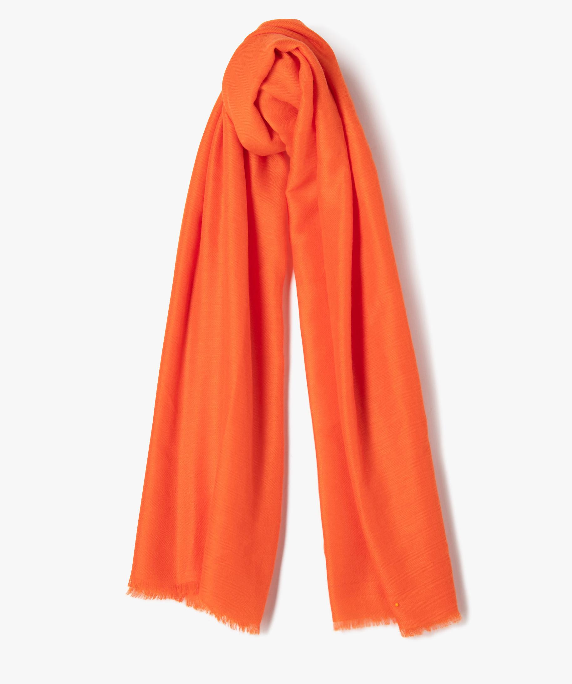 Foulard femme uni et léger en polyester recyclé orange | GEMO