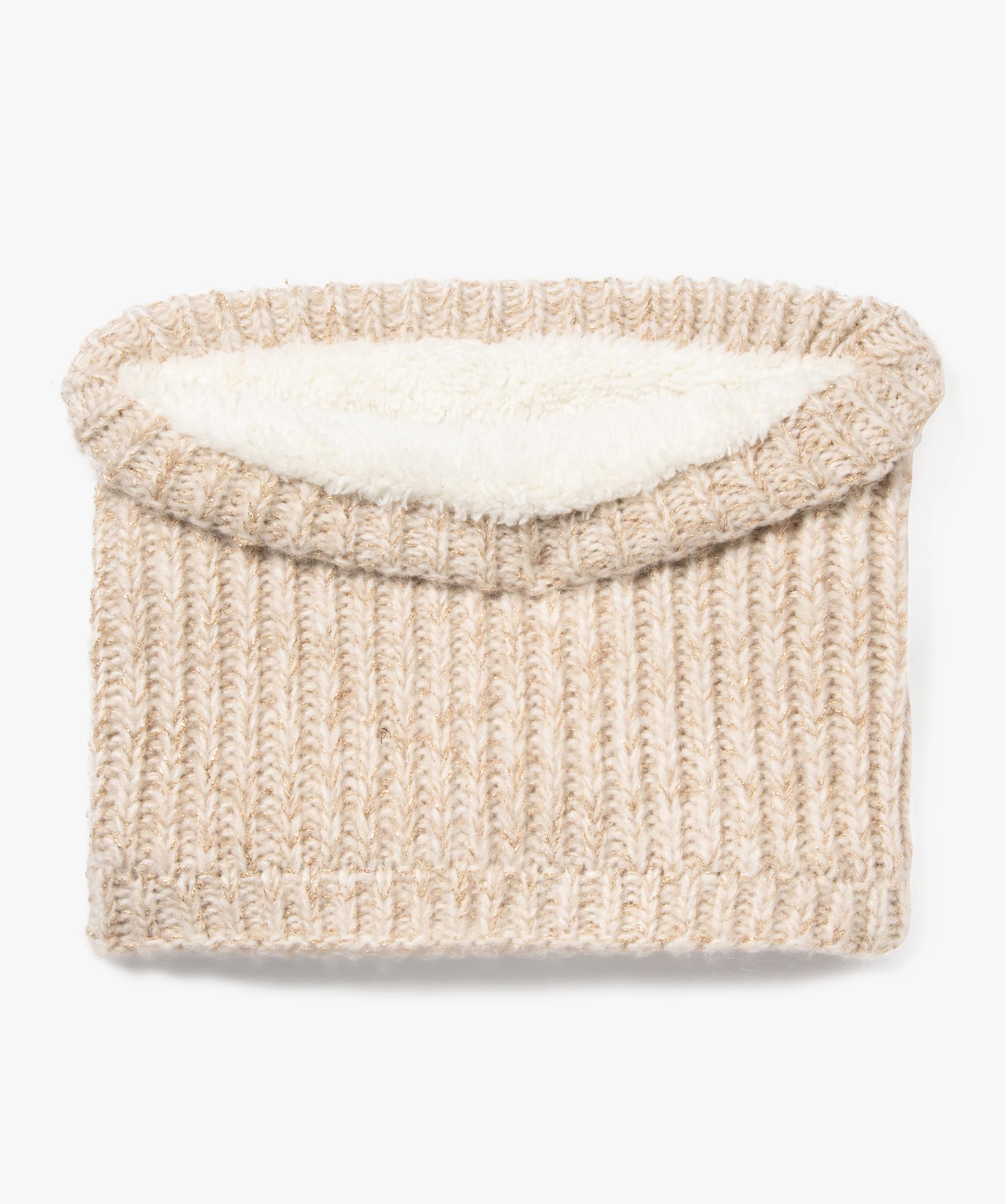 Echarpe snood en maille pailletée avec doublure sherpa fille beige | GEMO