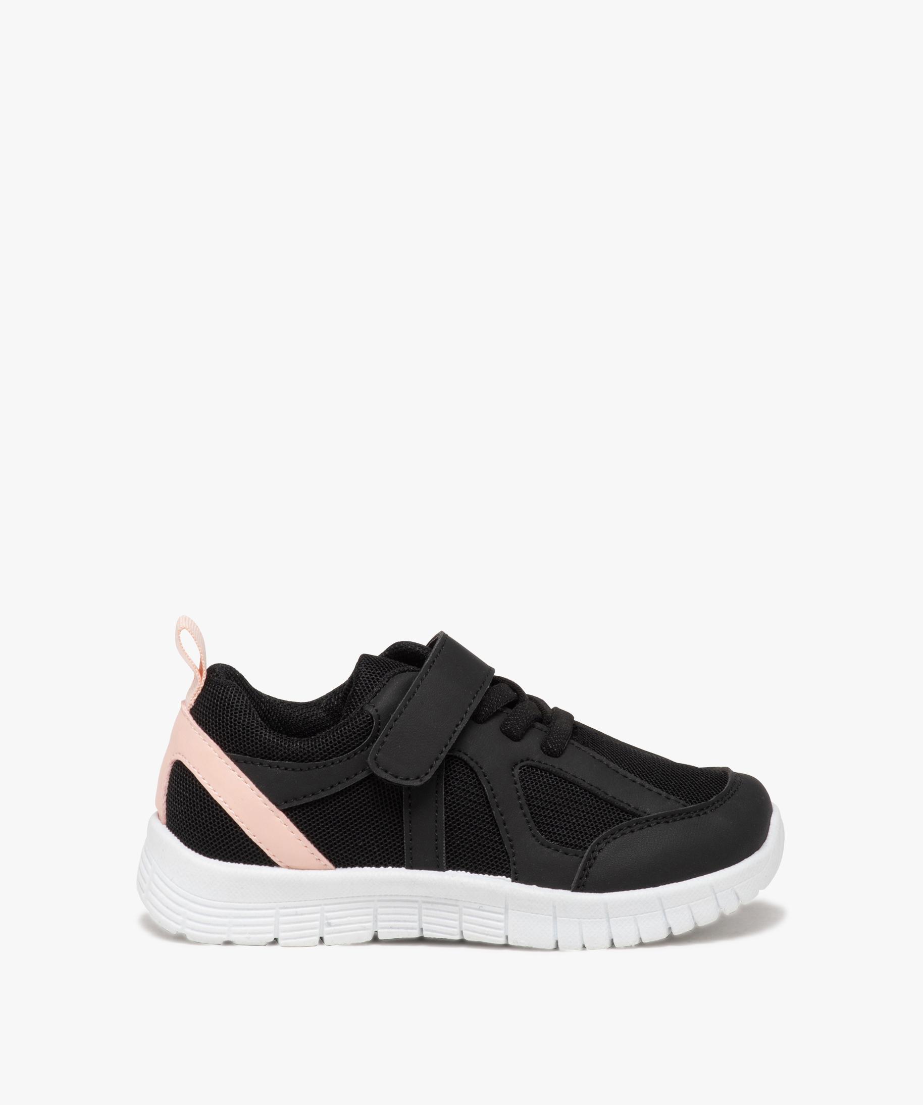 Baskets fille en mesh running avec ligne arrière contrastée noir | GEMO