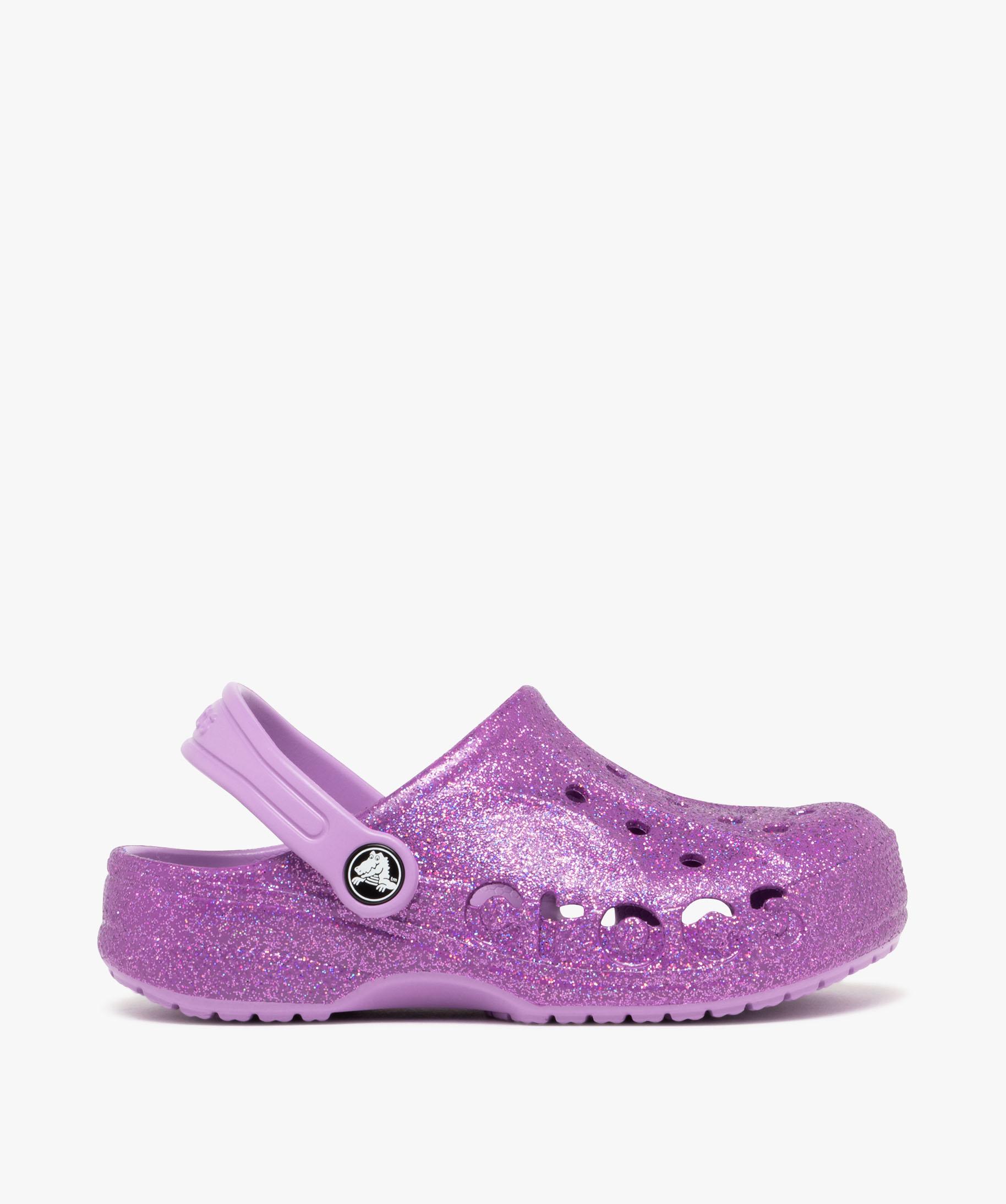 Sabots souples fille dessus perforé à paillettes - Crocs violet | GEMO
