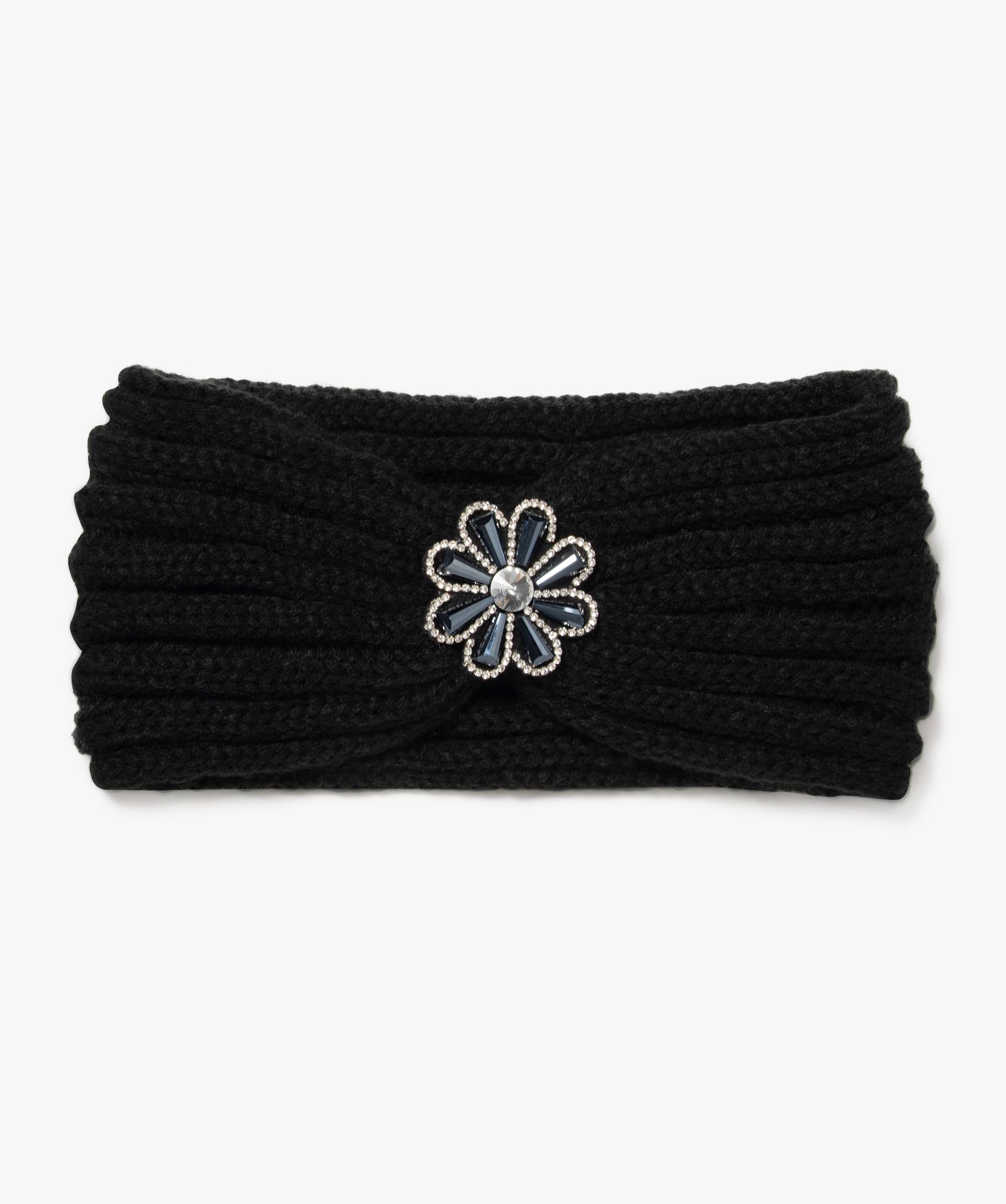 Bandeau cache-oreilles avec bijou en strass femme noir | GEMO