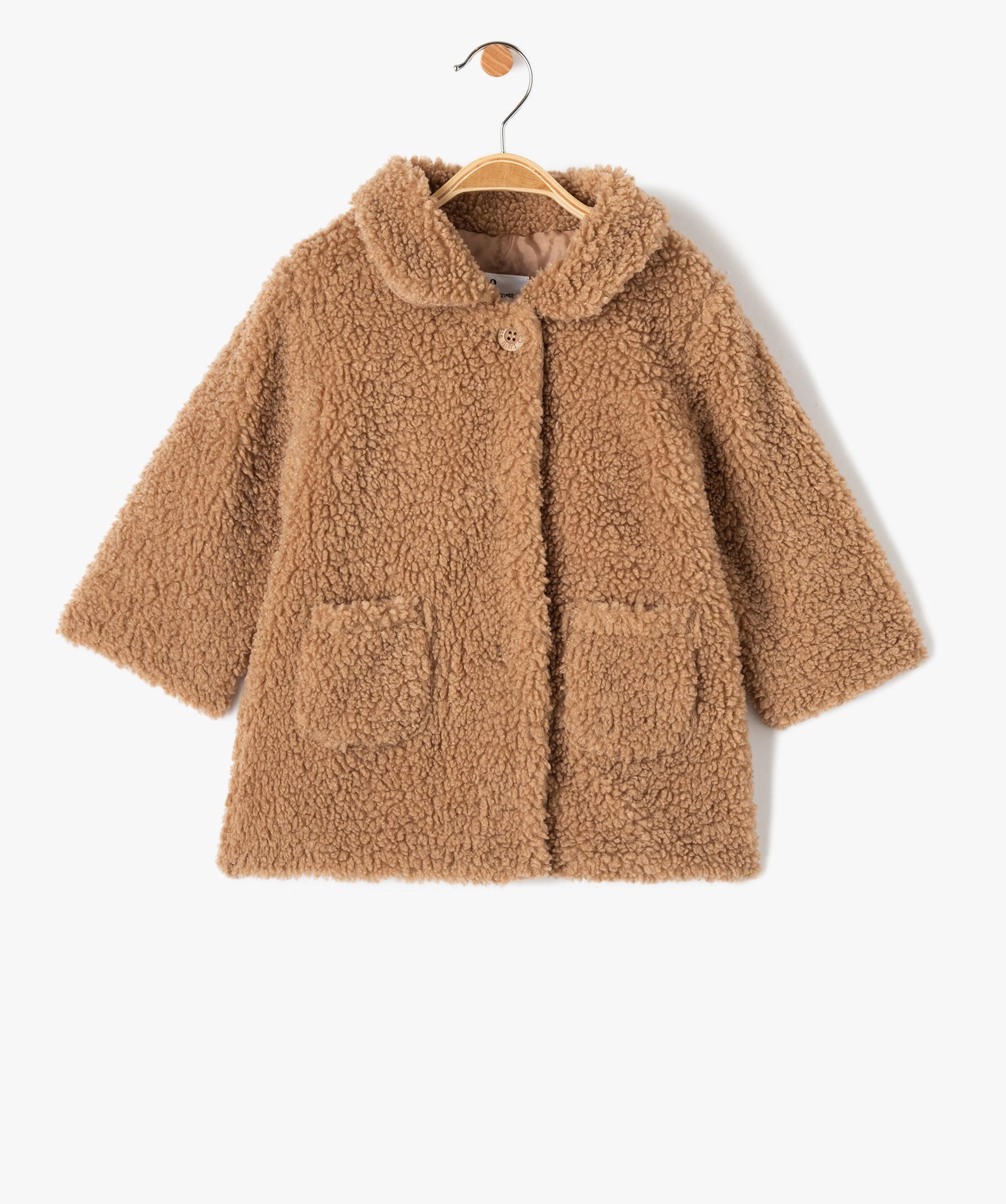 Manteau bébé fille pressionné en sherpa - LuluCastagnette marron vif | GEMO