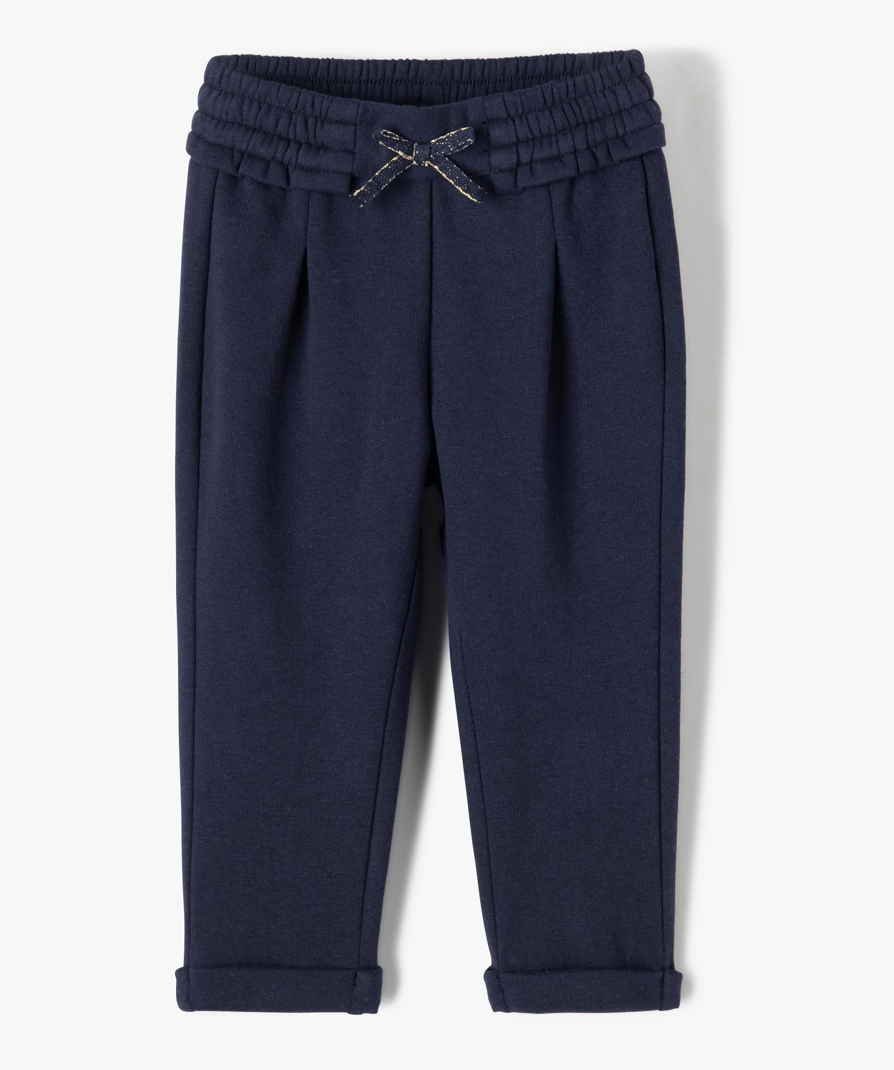 Pantalon de jogging avec pinces bébé fille marine | GEMO