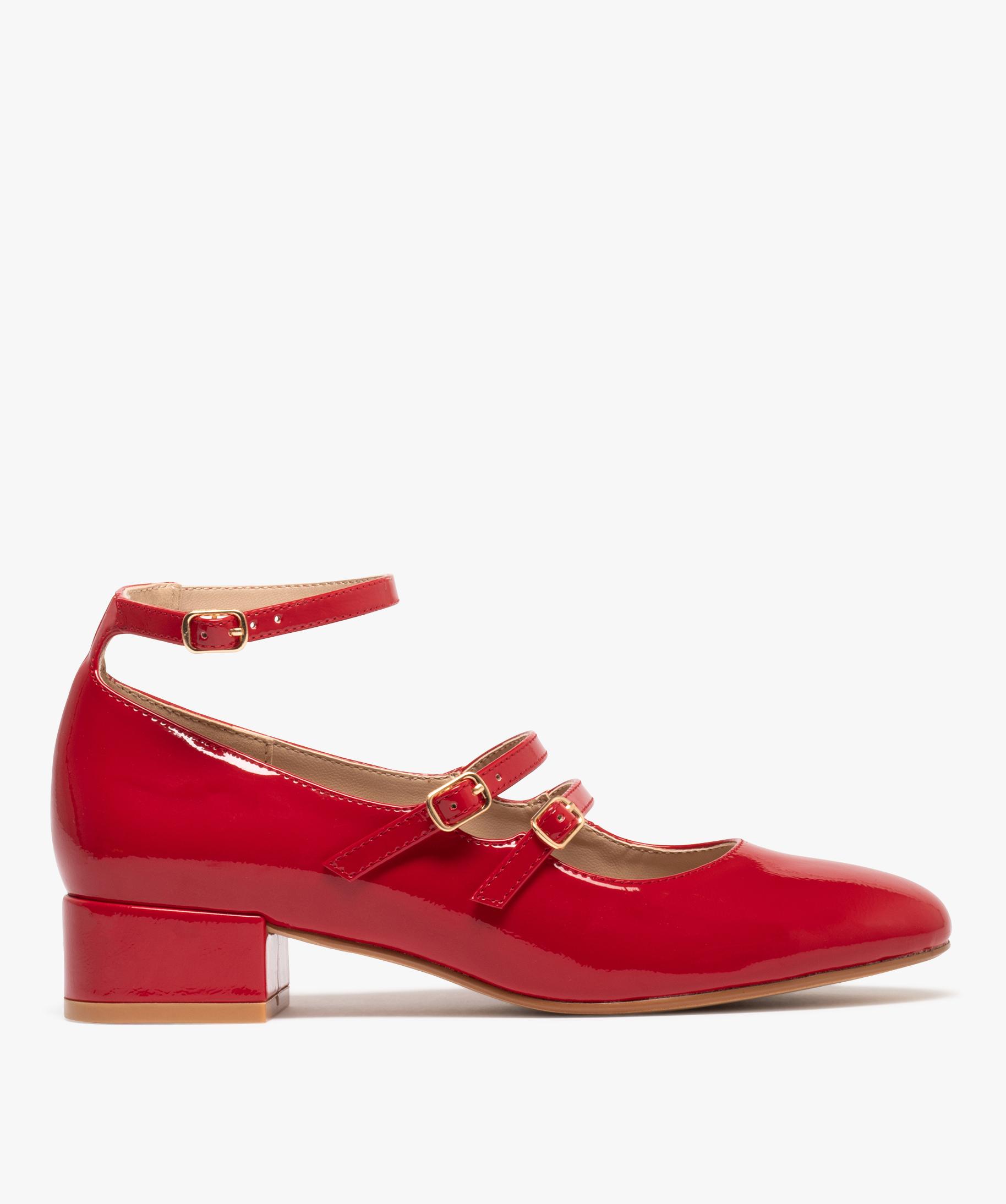 Ballerines babies vernies avec bride cheville femme rouge vif | GEMO
