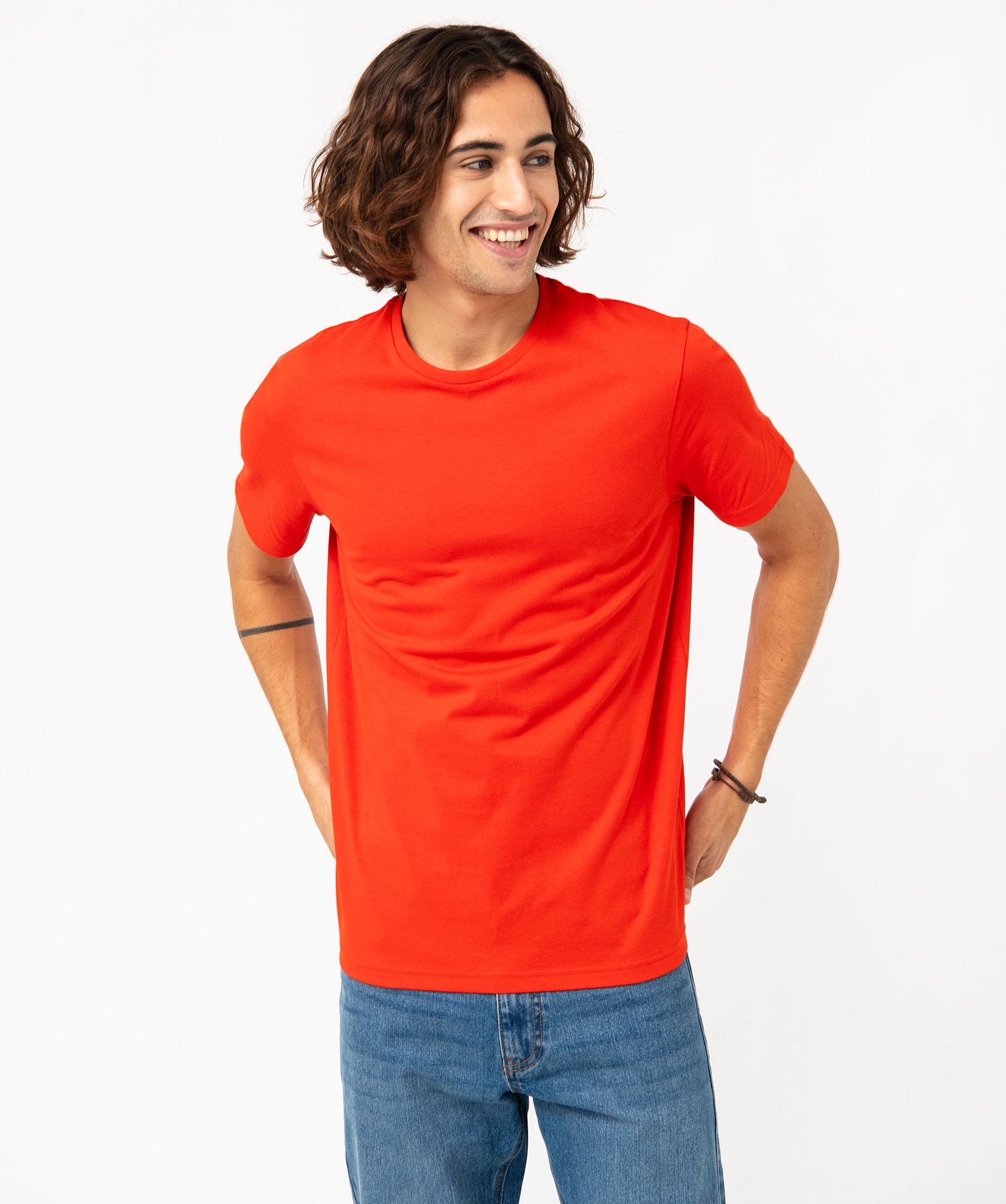 Tee-shirt à manches courtes et col rond homme rouge | GEMO