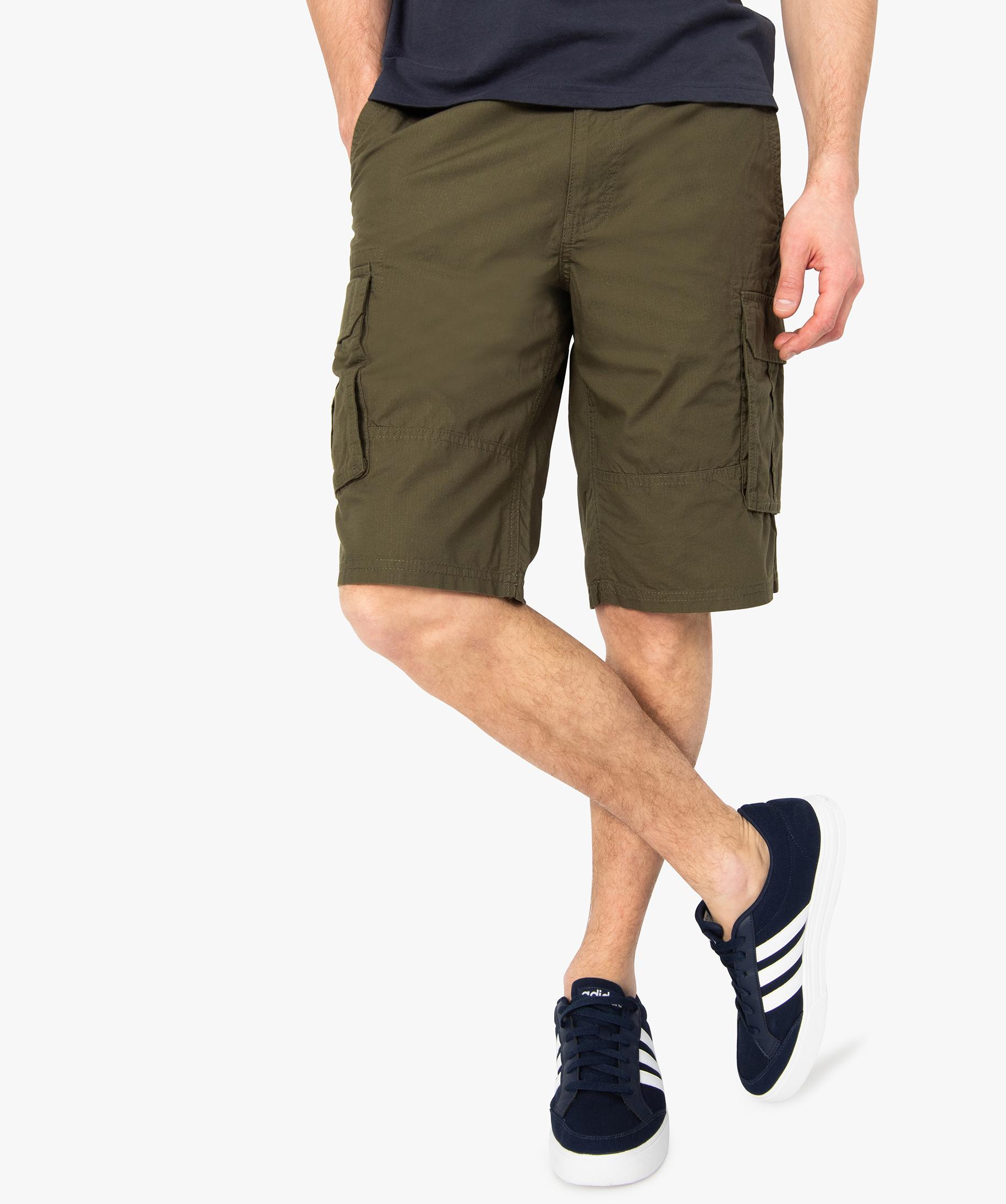 Bermuda homme multipoches en coton léger kaki | GEMO
