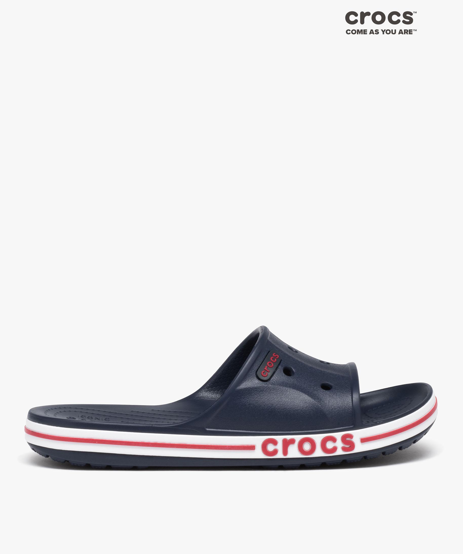 Mules de piscine homme à bandeau uni perforé - Crocs marine | GEMO