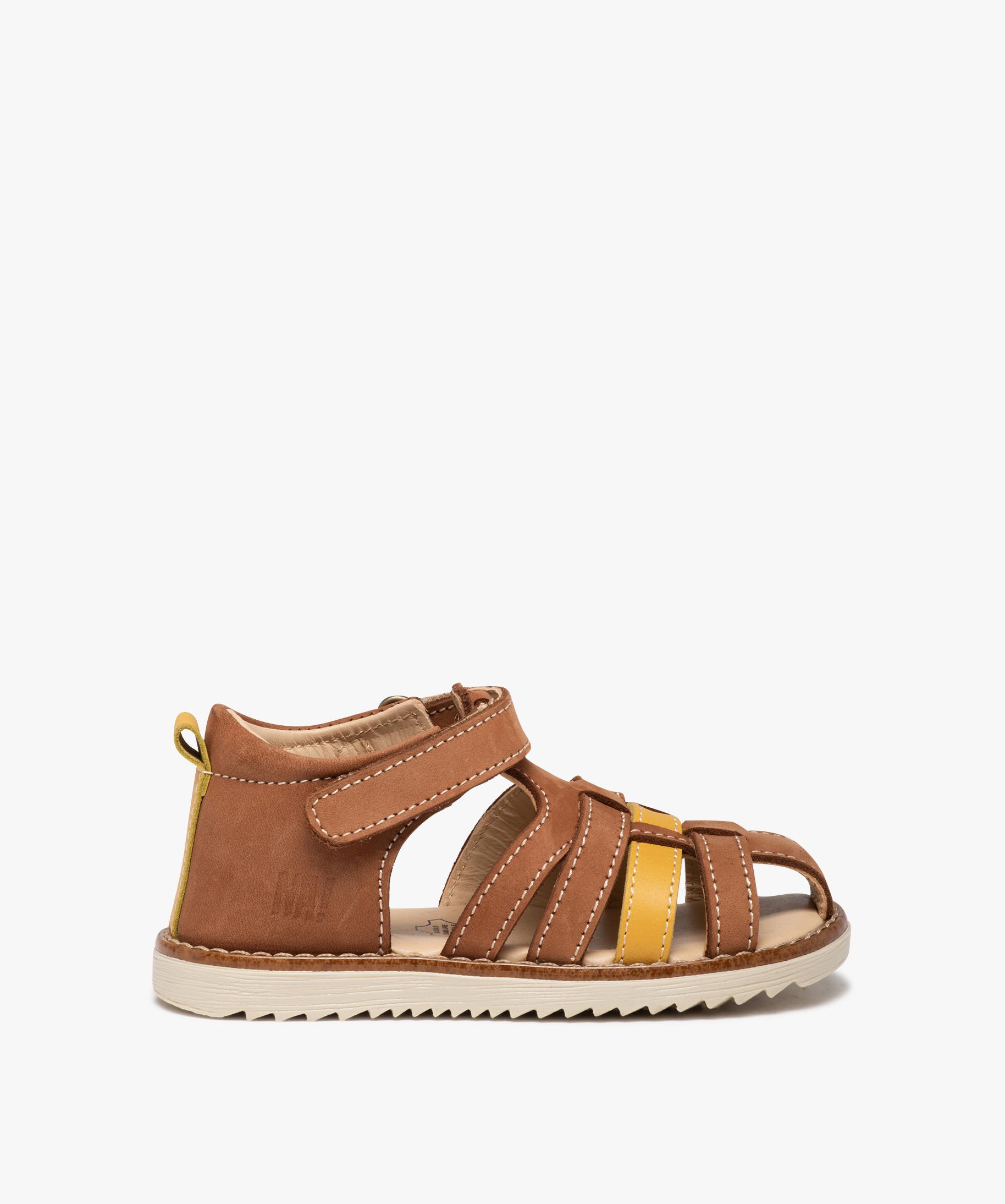 Sandales bébé garçon en cuir à bout fermé – NA! camel | GEMO