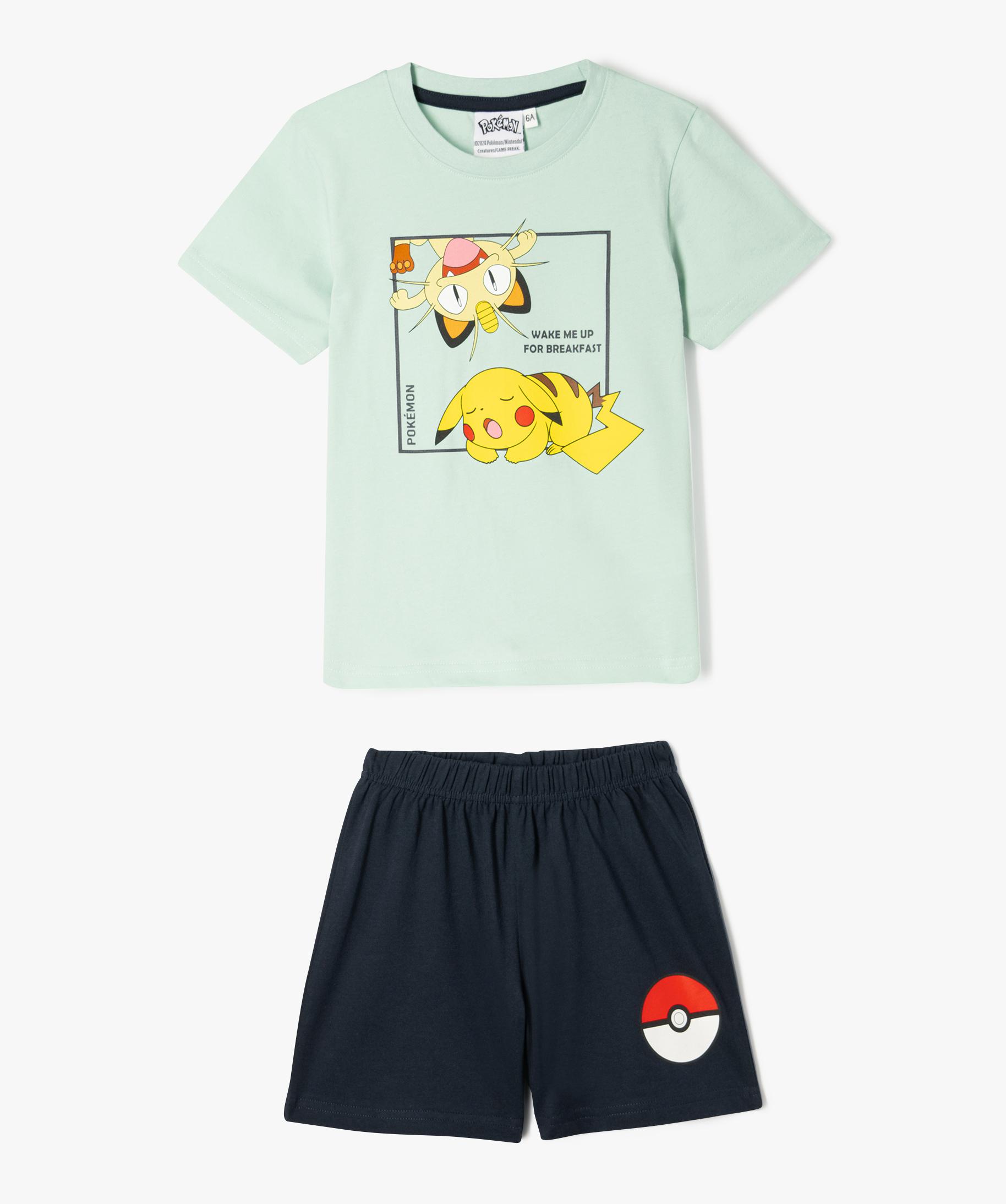 Pyjashort bicolore avec motif Pikachu garçon - Pokemon vert | GEMO