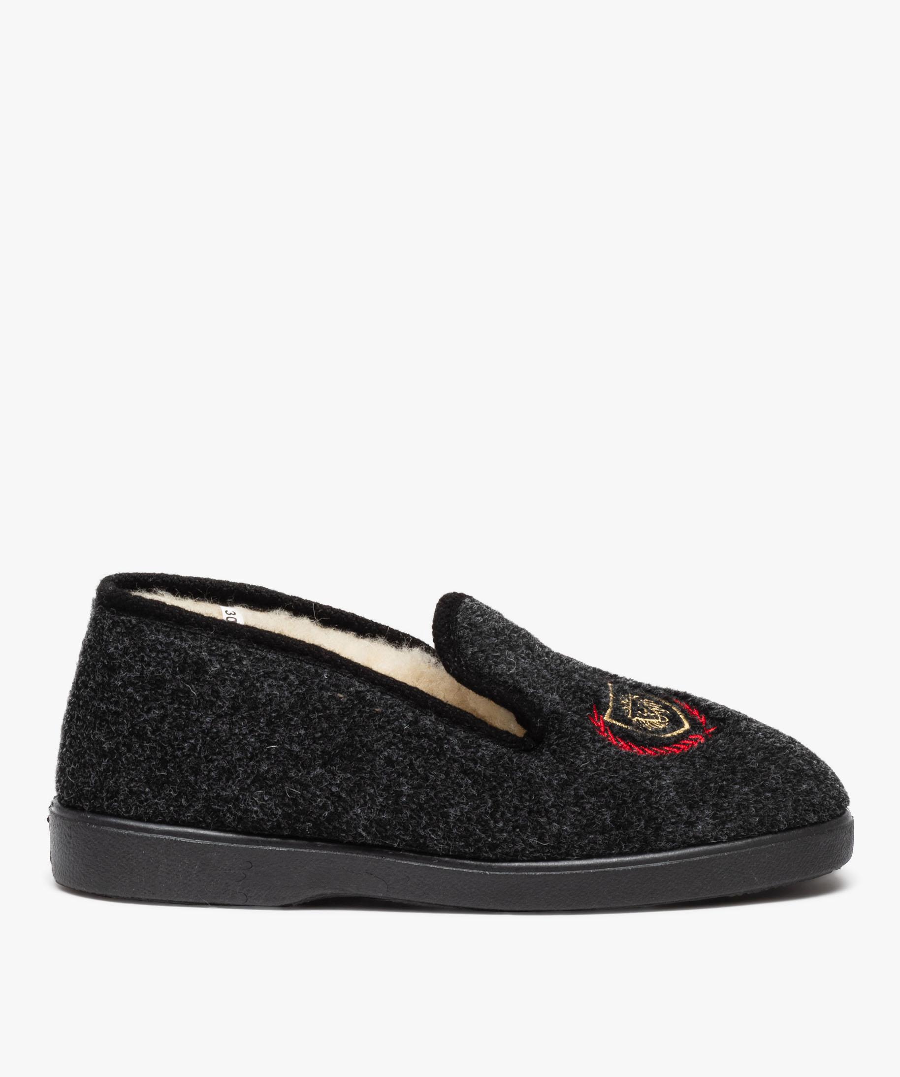 Chaussons homme pantoufles en feutrine et en laine gris | GEMO